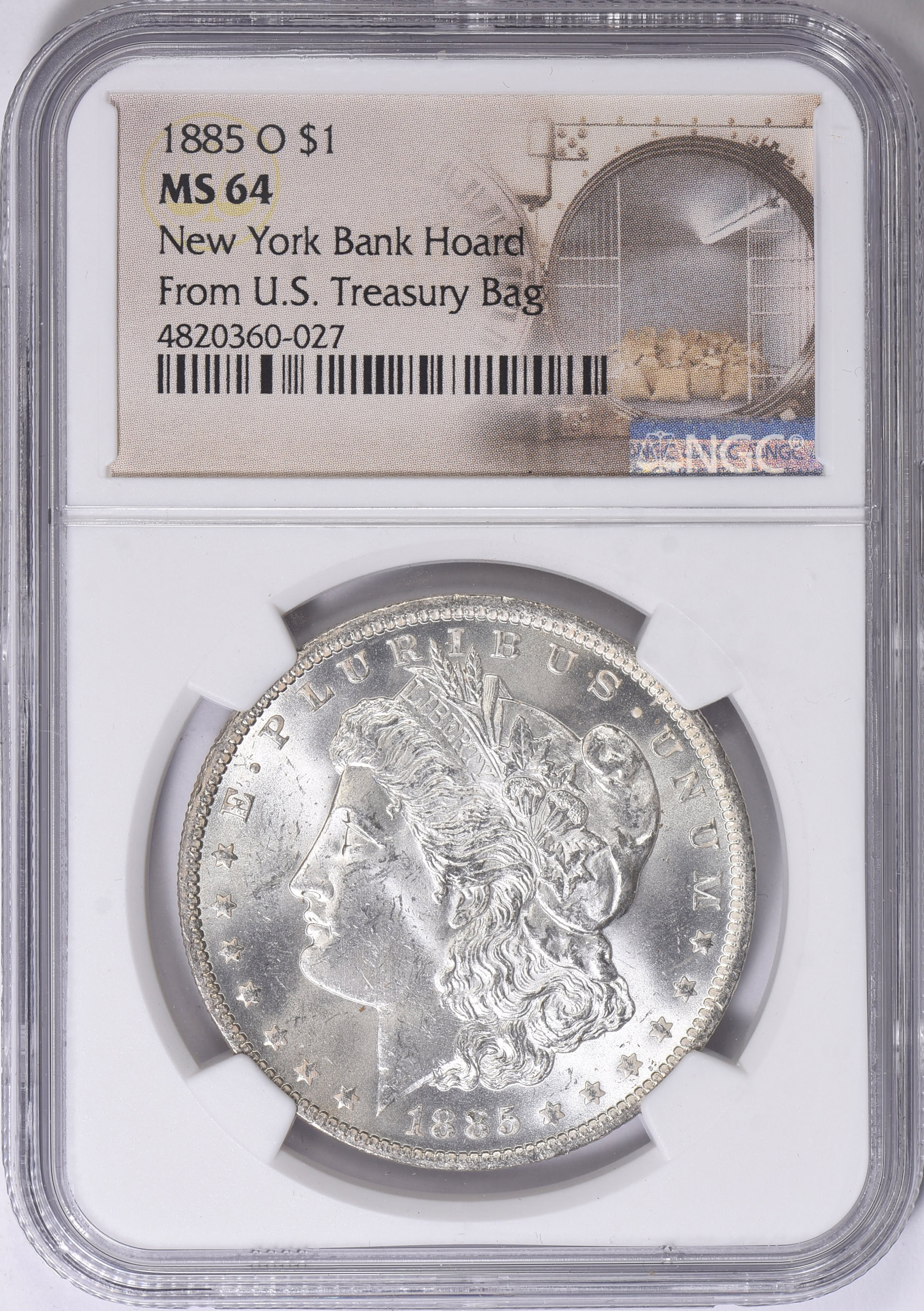 1885-O Morgan Silver Dollar NGC MS-64 (New York Bank Hoard) (Item ...