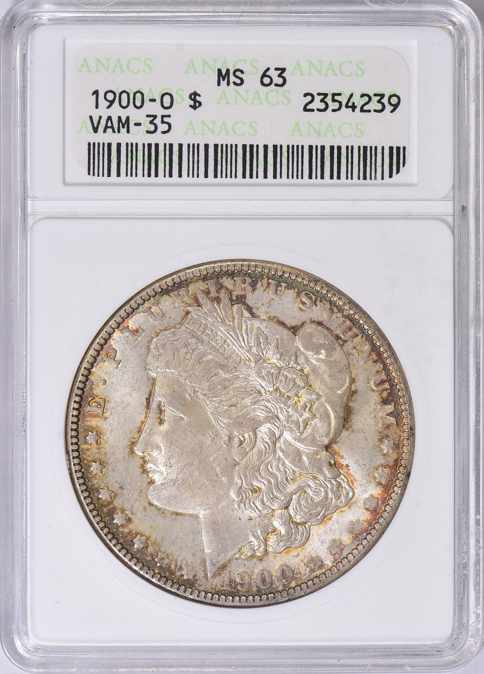 1900-O Morgan Silver Dollar VAM-35 ANACS MS-63 OH (Toned) (Item 1706726) | GreatCollections Coin ...