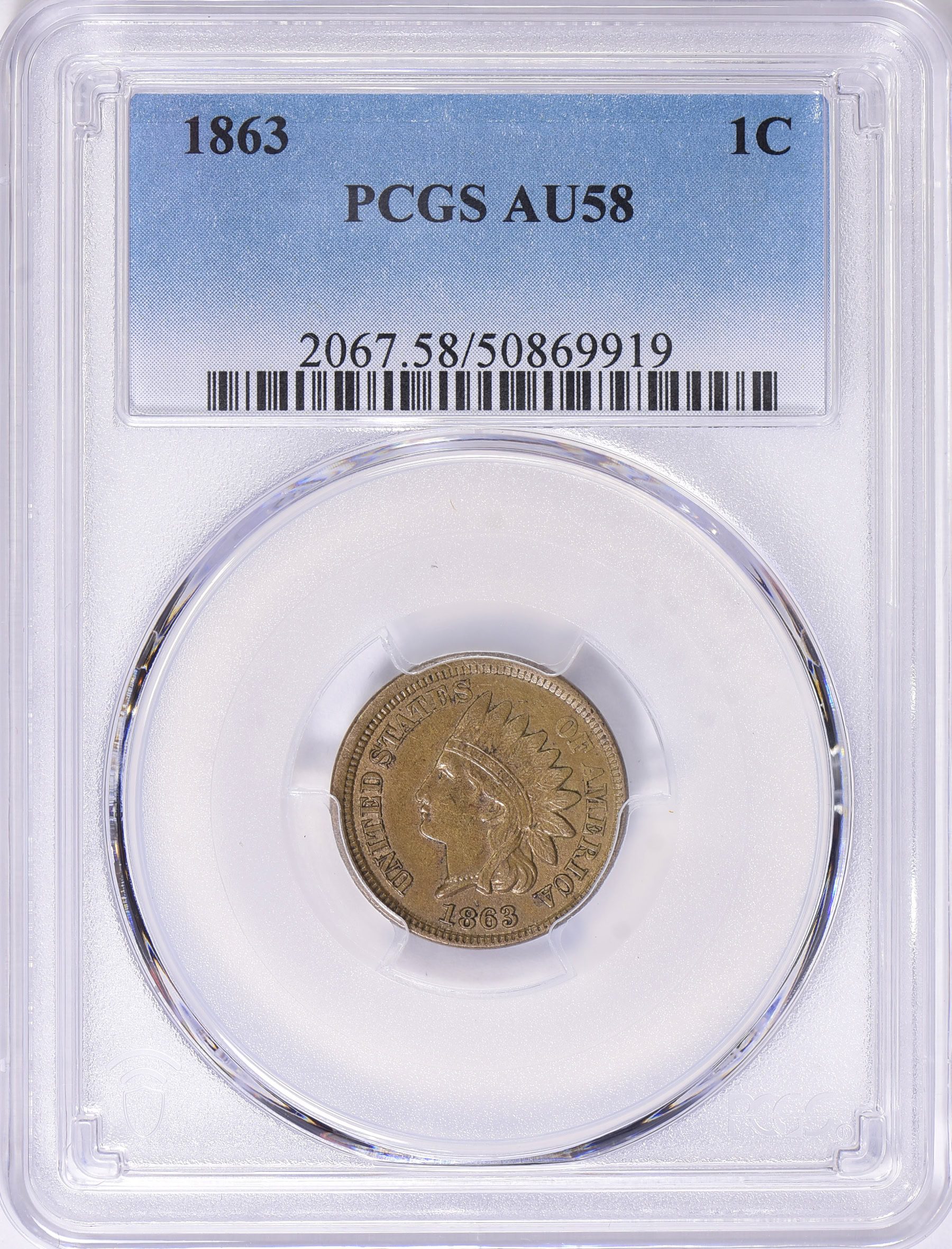 1863 Indian Cent PCGS AU-58 (Item 1706830) | GreatCollections Coin Auctions