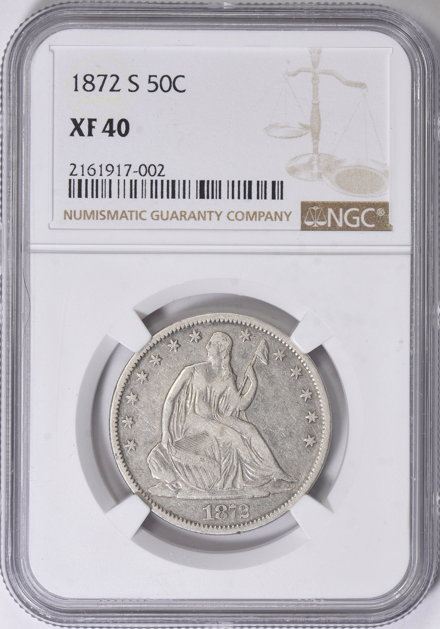 1872-S Seated Liberty Half Dollar NGC XF-40 (Item 1706880) | GreatCollections Coin Auctions