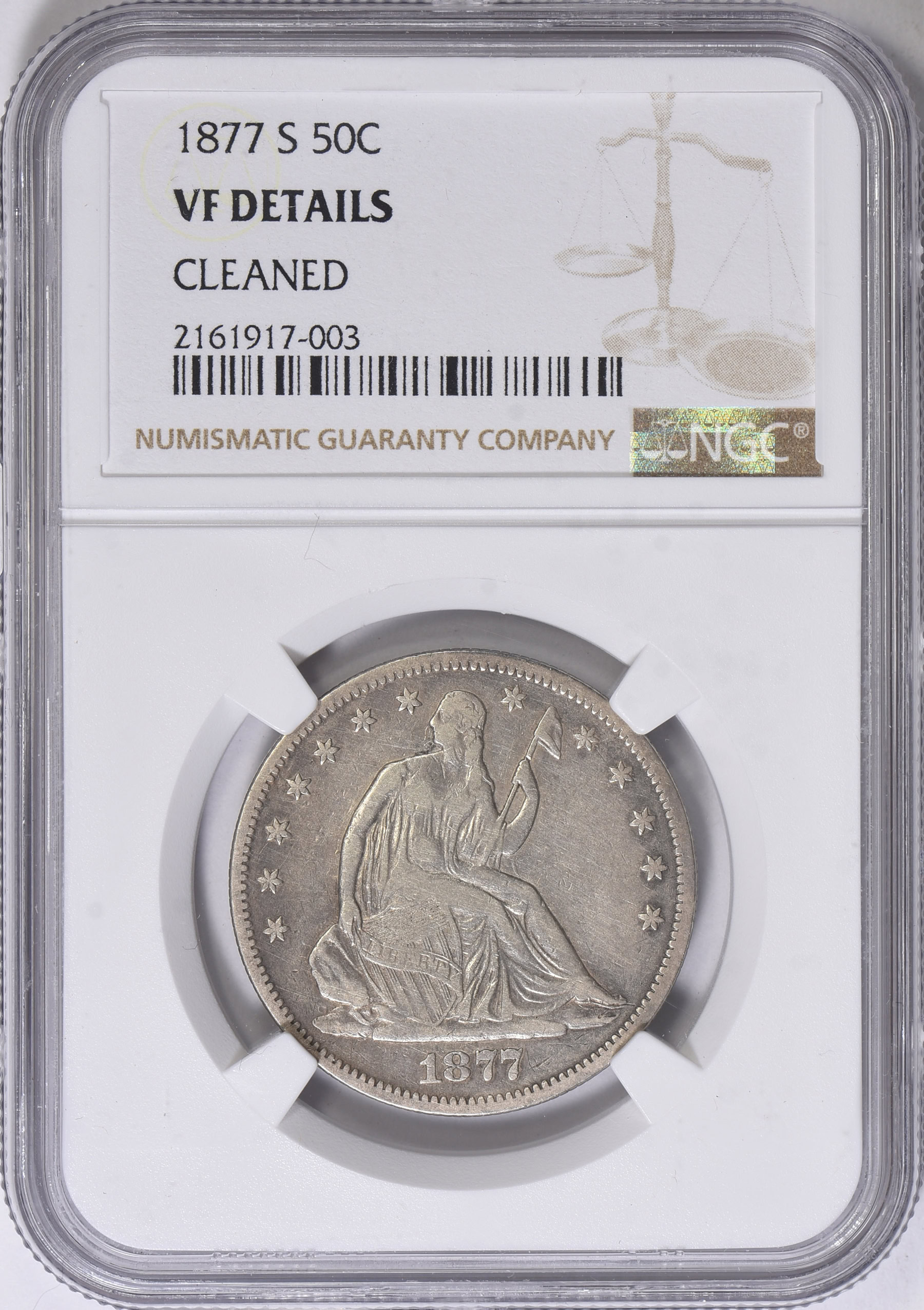 1877-S Seated Liberty Half Dollar NGC VF Details (Item 1706881) | GreatCollections Coin Auctions