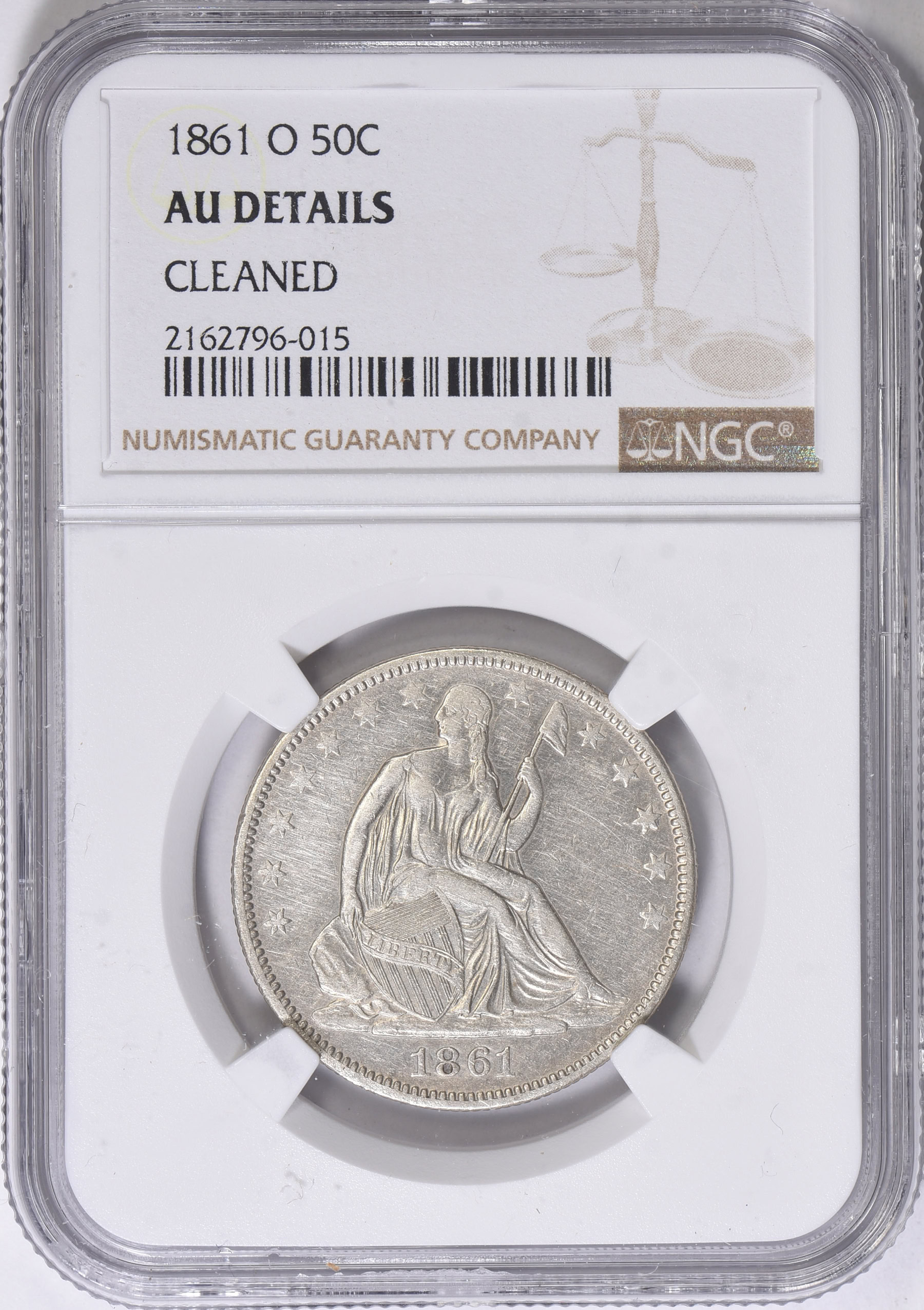 1861-O Seated Liberty Half Dollar NGC AU Details (Item 1706888) | GreatCollections Coin Auctions