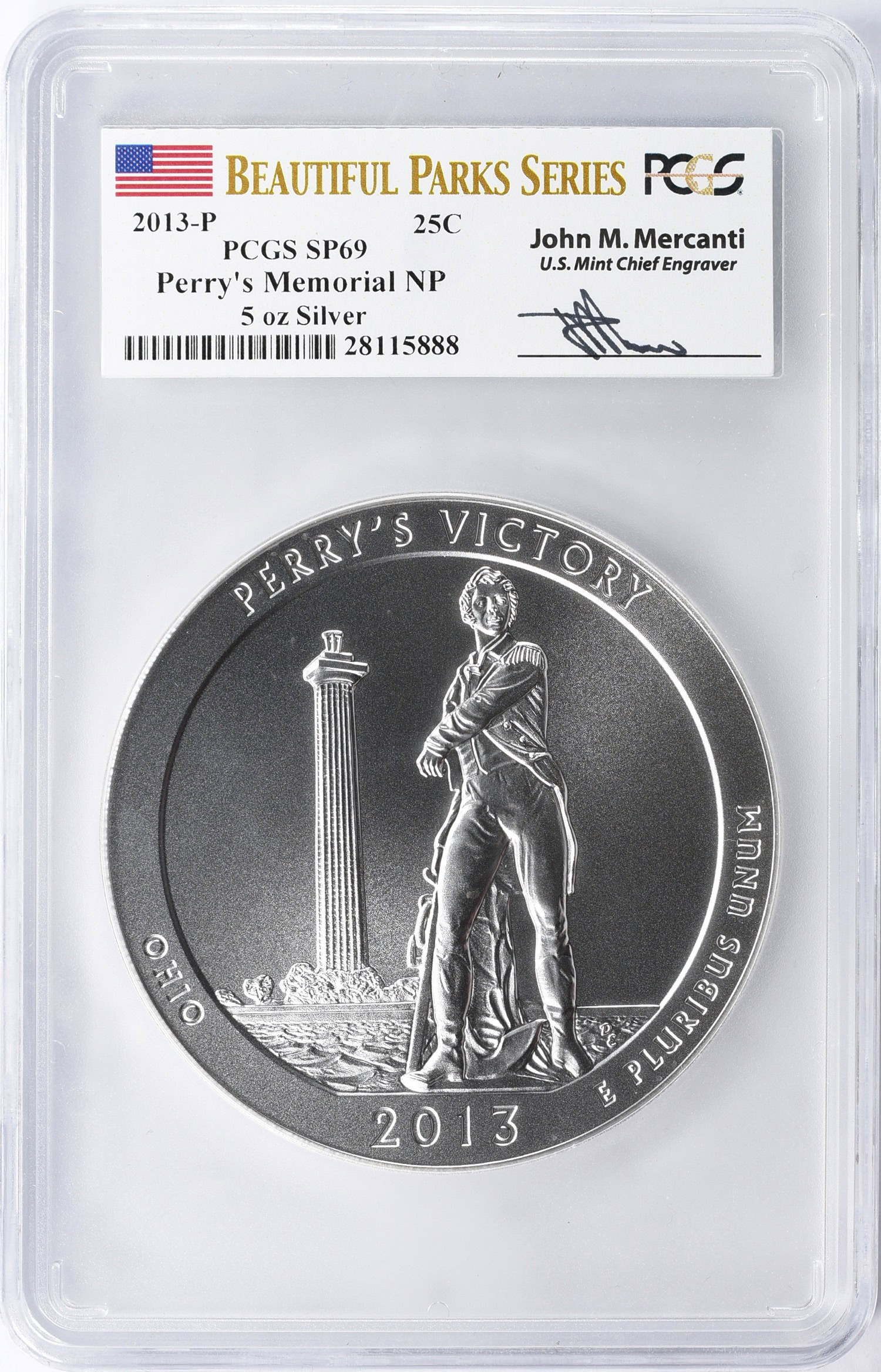 2013-P America the Beautiful 5 oz. Silver Quarter Perrys Memorial NP ...