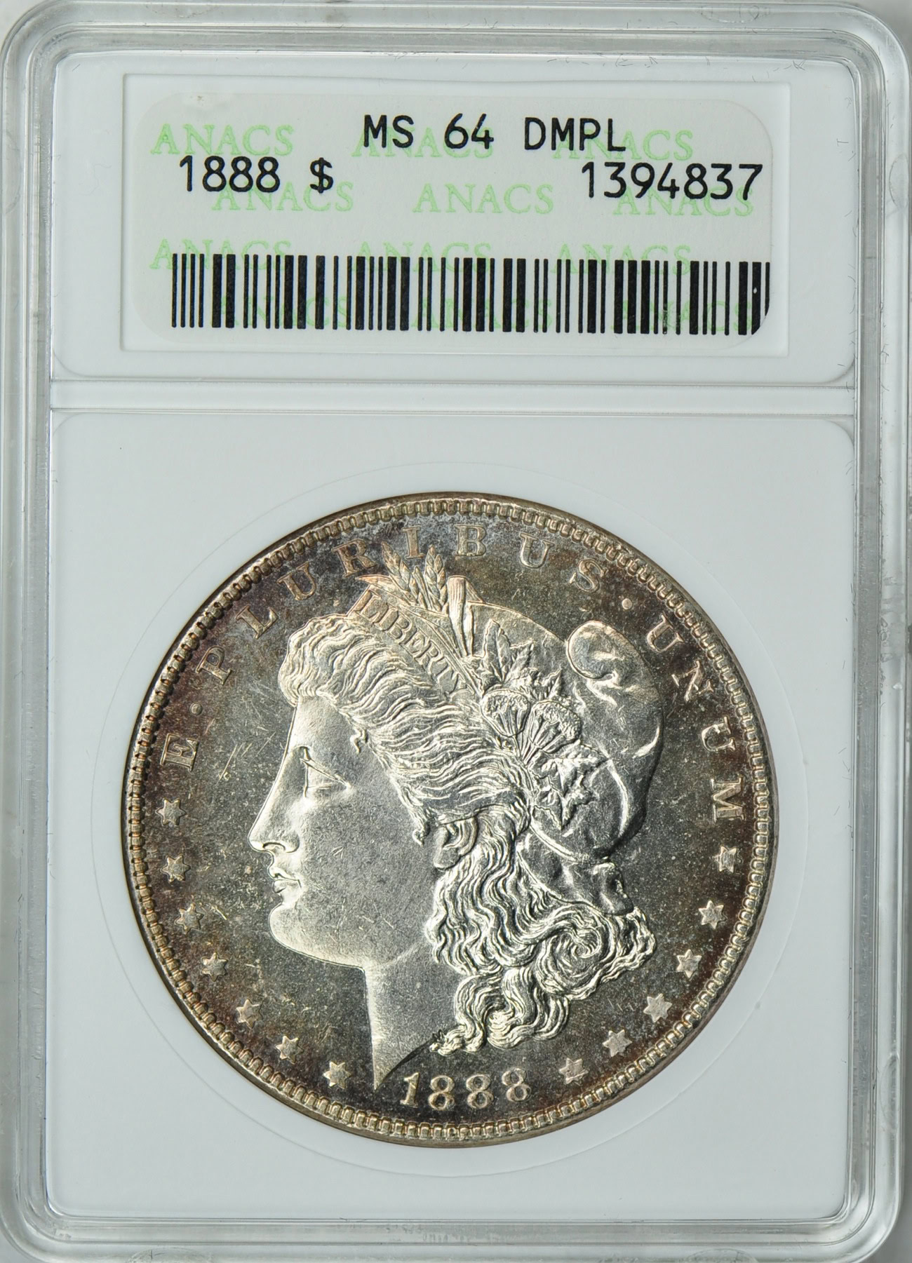 1888 Morgan Silver Dollar ANACS MS-64 DMPL OH (Toned) (Item 1707207) | GreatCollections Coin ...