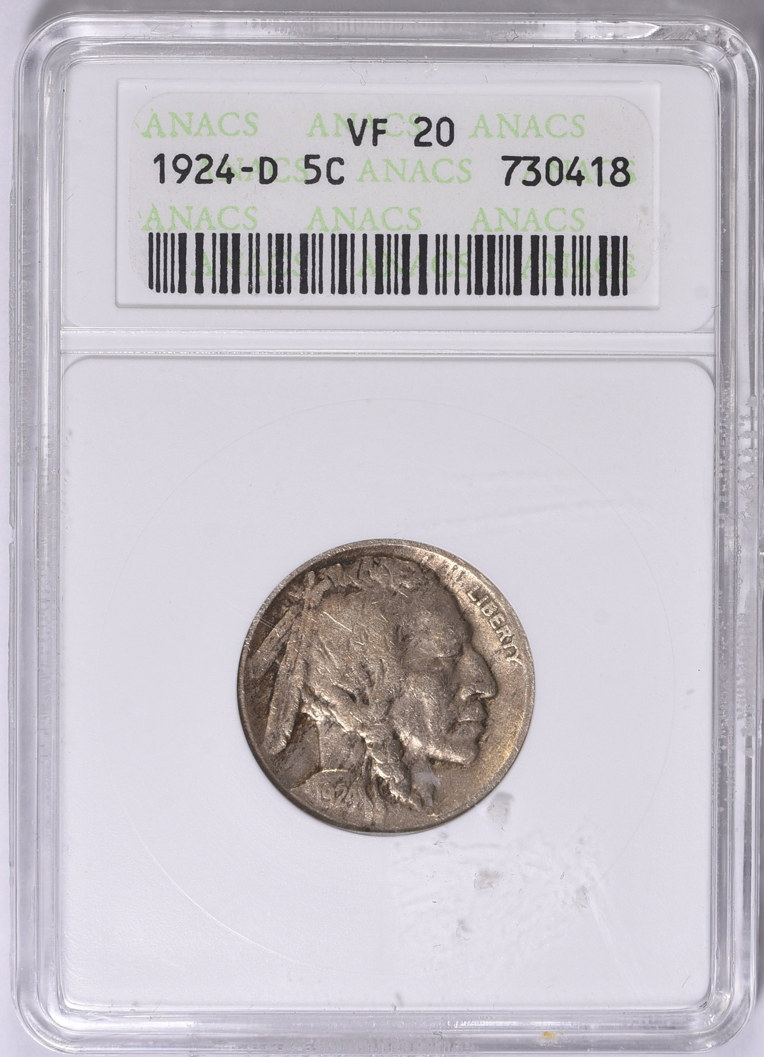 1924-D Buffalo Nickel ANACS VF-20 OH (Item 1707222) | GreatCollections Coin Auctions