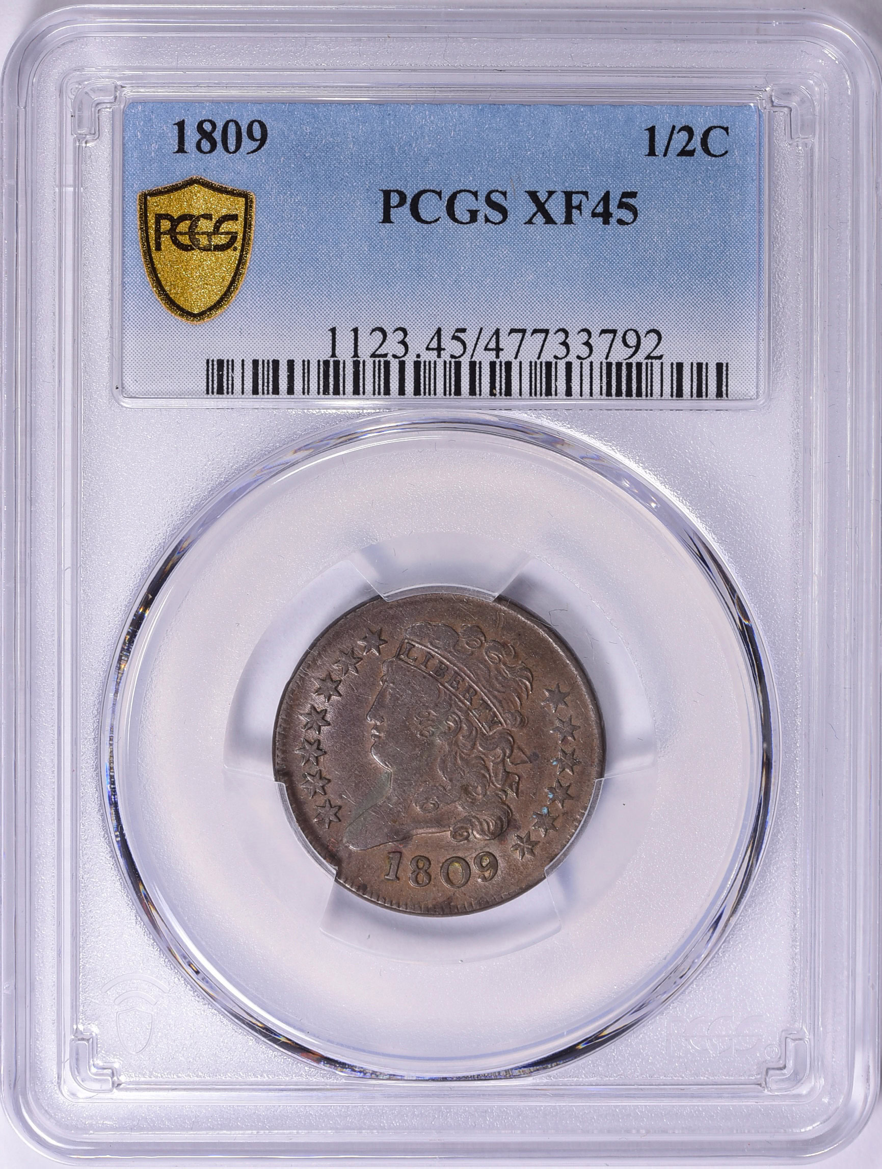 1809 Classic Half Cent PCGS XF-45 BN (Item 1707225) | GreatCollections Coin Auctions