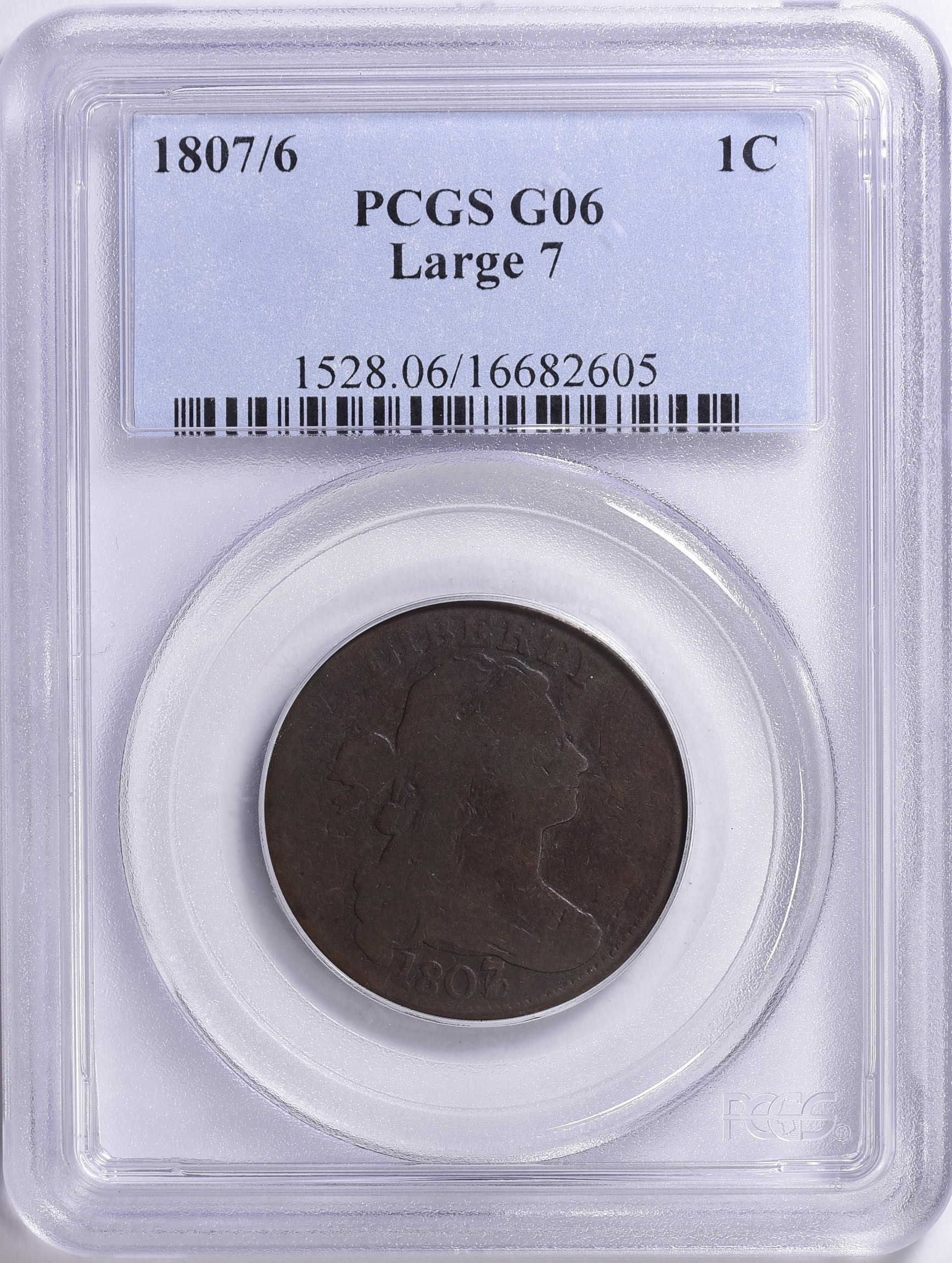 1807/6 Draped Bust Cent Large 1807 PCGS G-06 BN (Item 1707248 ...