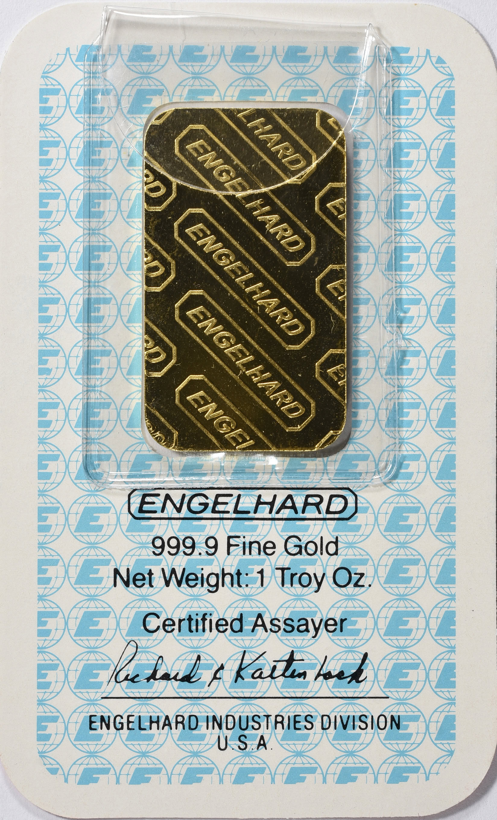 ND Gold 1oz Engelhard Ingot/Bar Uncertified With Card of Issue (AGW = 0 ...