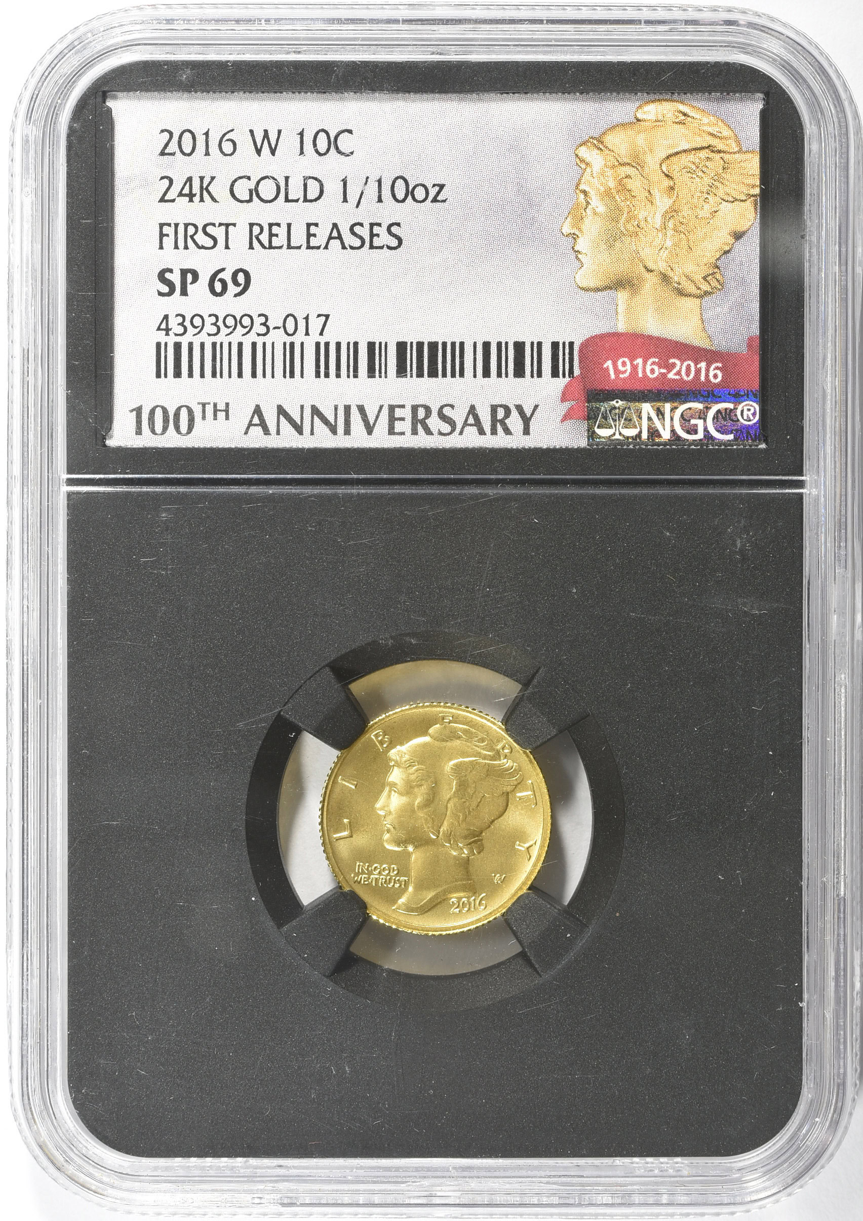 2016-W Gold Mercury Dime 100th Anniversary. First Releases NGC SP-69 ...