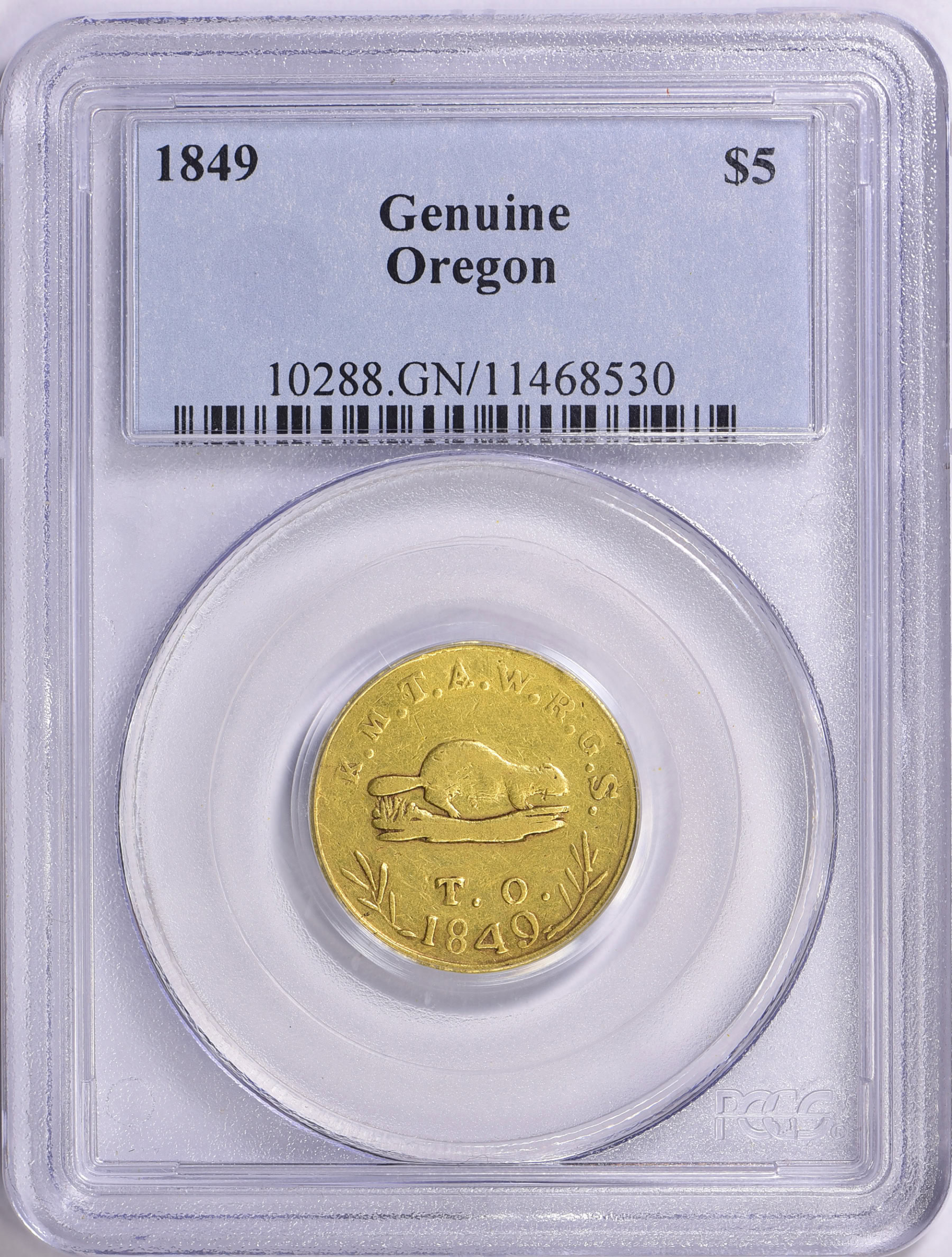 1849 Oregon Gold $5 Beaver PCGS Genuine (Item 1707487 ...