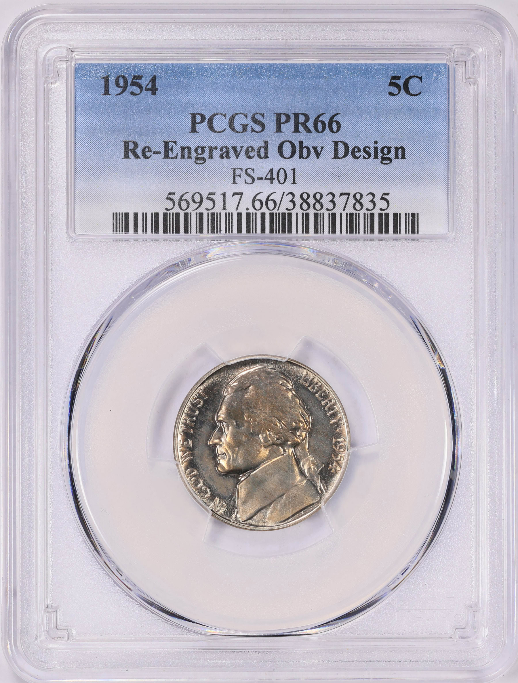 1954 Jefferson Nickel Re-Engraved Obverse Design FS-401 PCGS Proof-66 (Item 1707554 ...