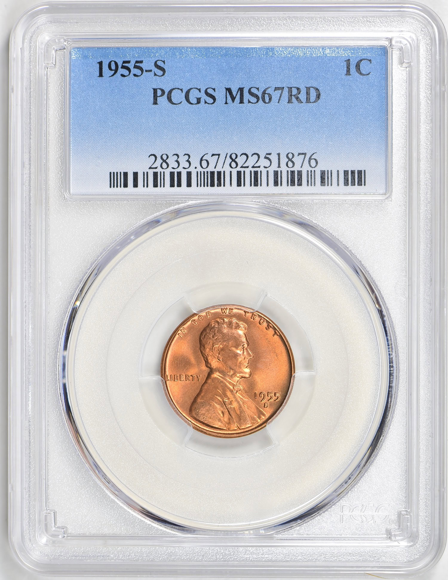 1955-S Lincoln Cent PCGS MS-67 RD (Item 1707555) | GreatCollections Coin Auctions