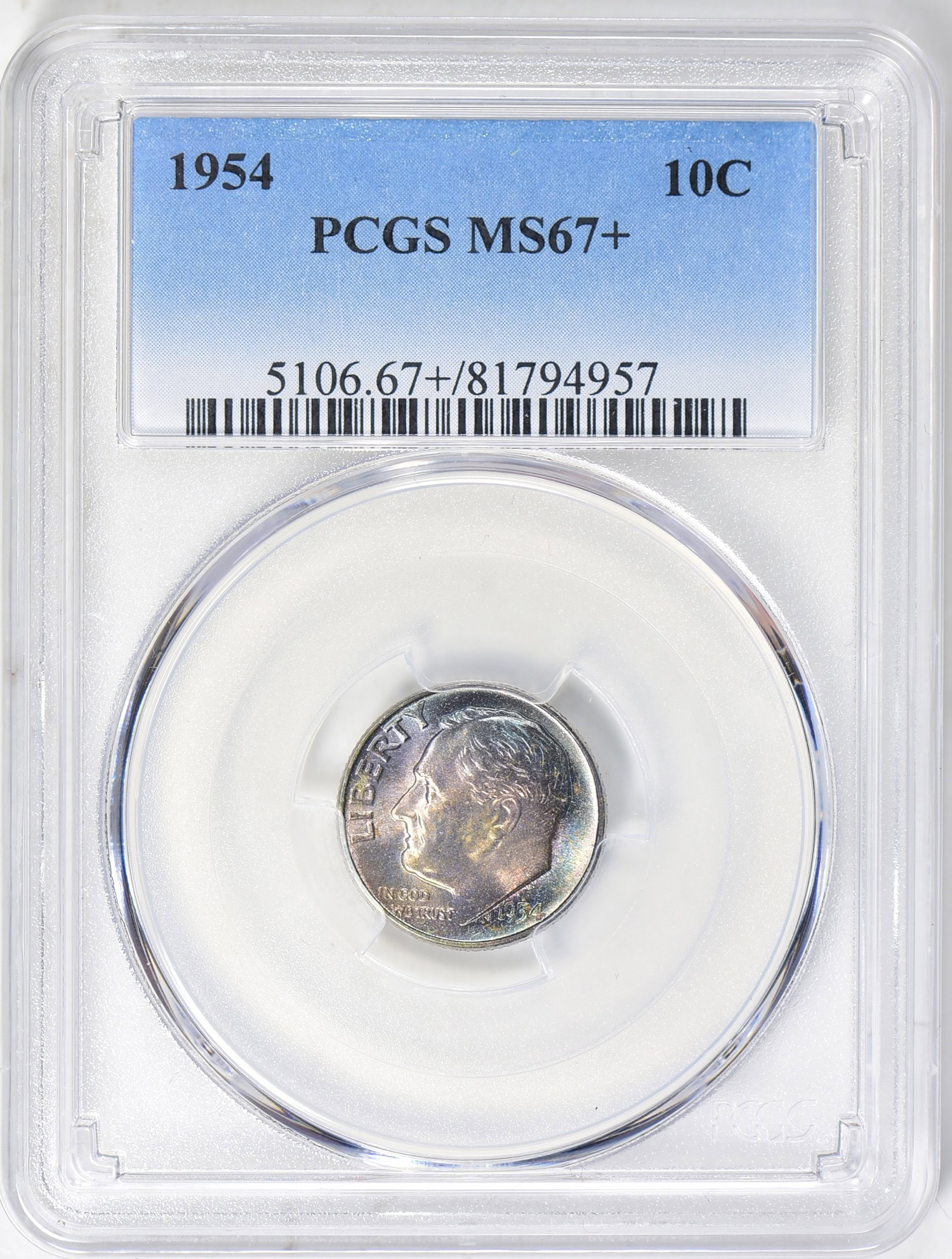 1954 Roosevelt Dime PCGS MS-67+ (Toned) (Item 1707592 ...