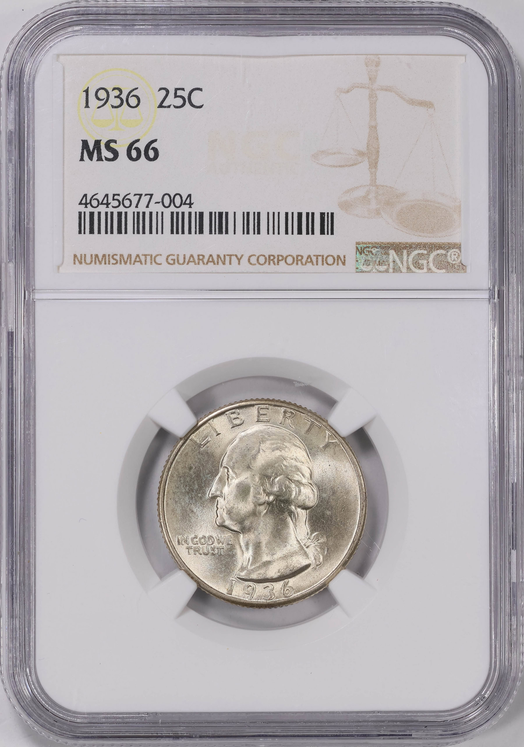 1936 Washington Quarter NGC MS-66 (Toned) (Item 1707641 ...