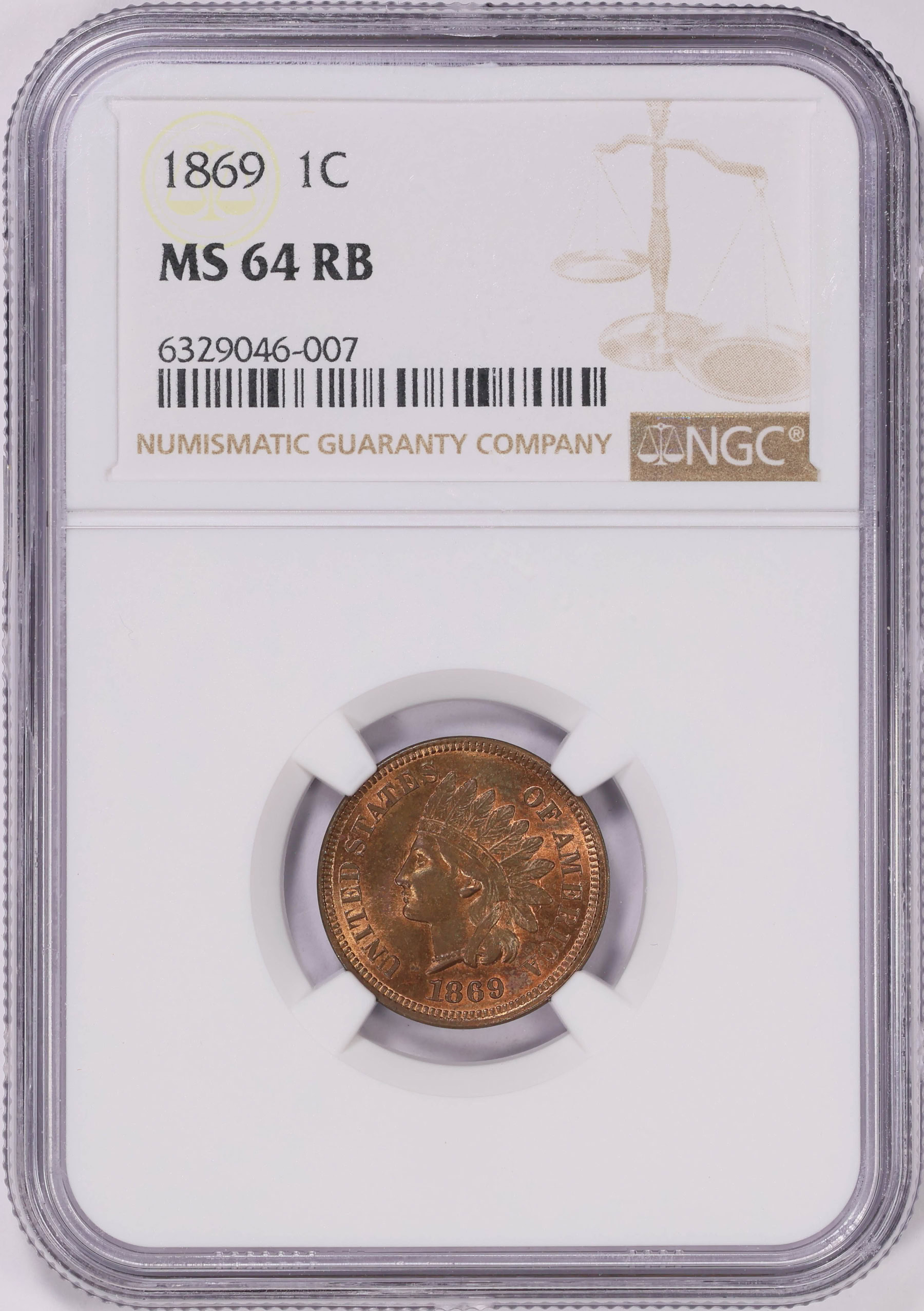1869 Indian Cent NGC MS-64 RB (Item 1707761) | GreatCollections Coin Auctions