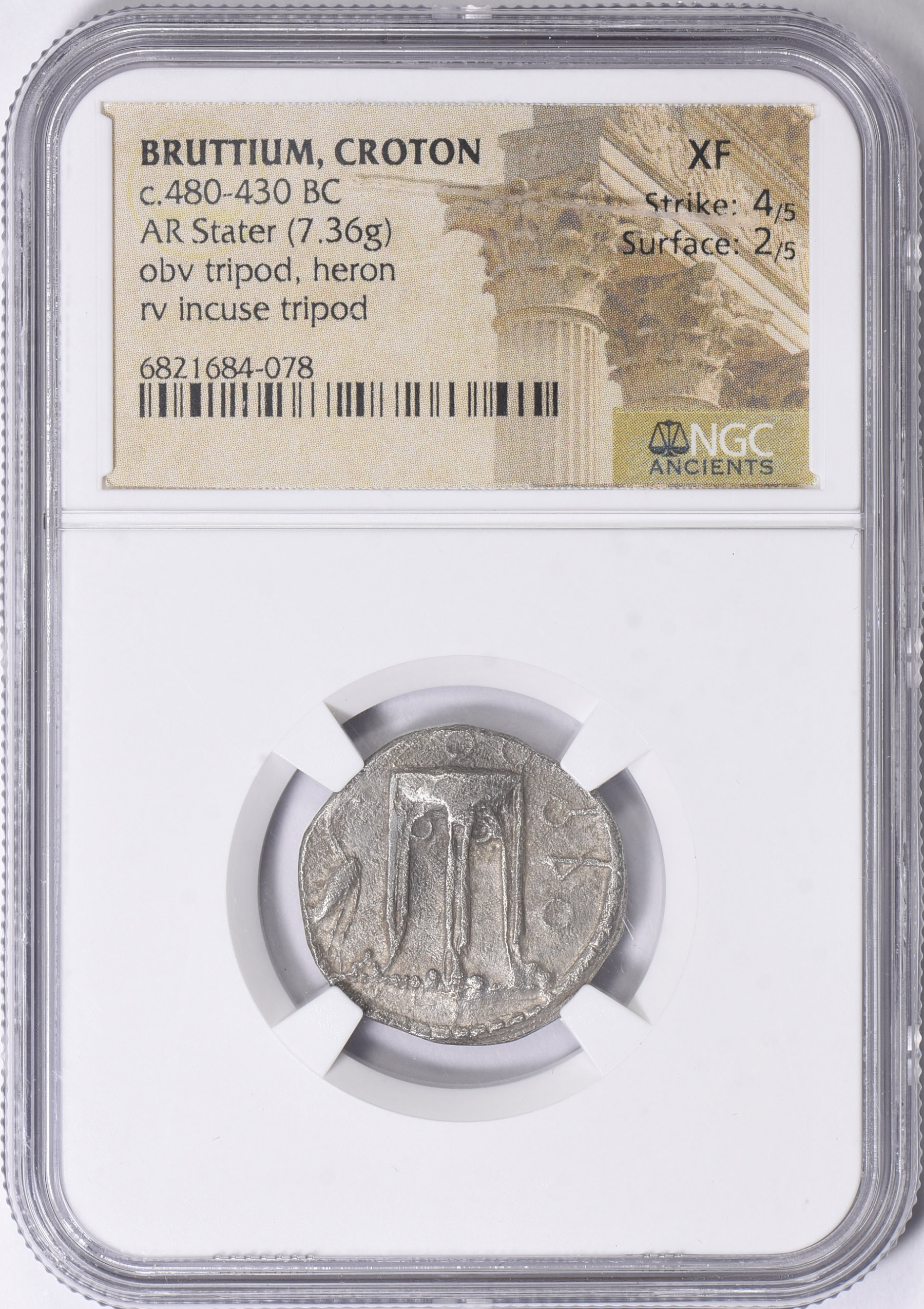 Ancient Bruttium, Croton c.480-430 B.C. AR Stater (7.36gms) NGC XF ...
