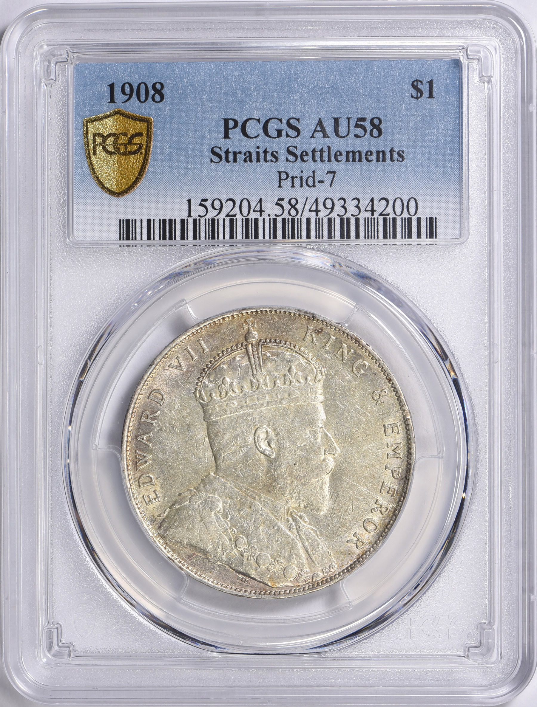Straits Settlements 1908 Silver Dollar KM-26 PCGS AU-58 (Item 1707794) | GreatCollections Coin ...