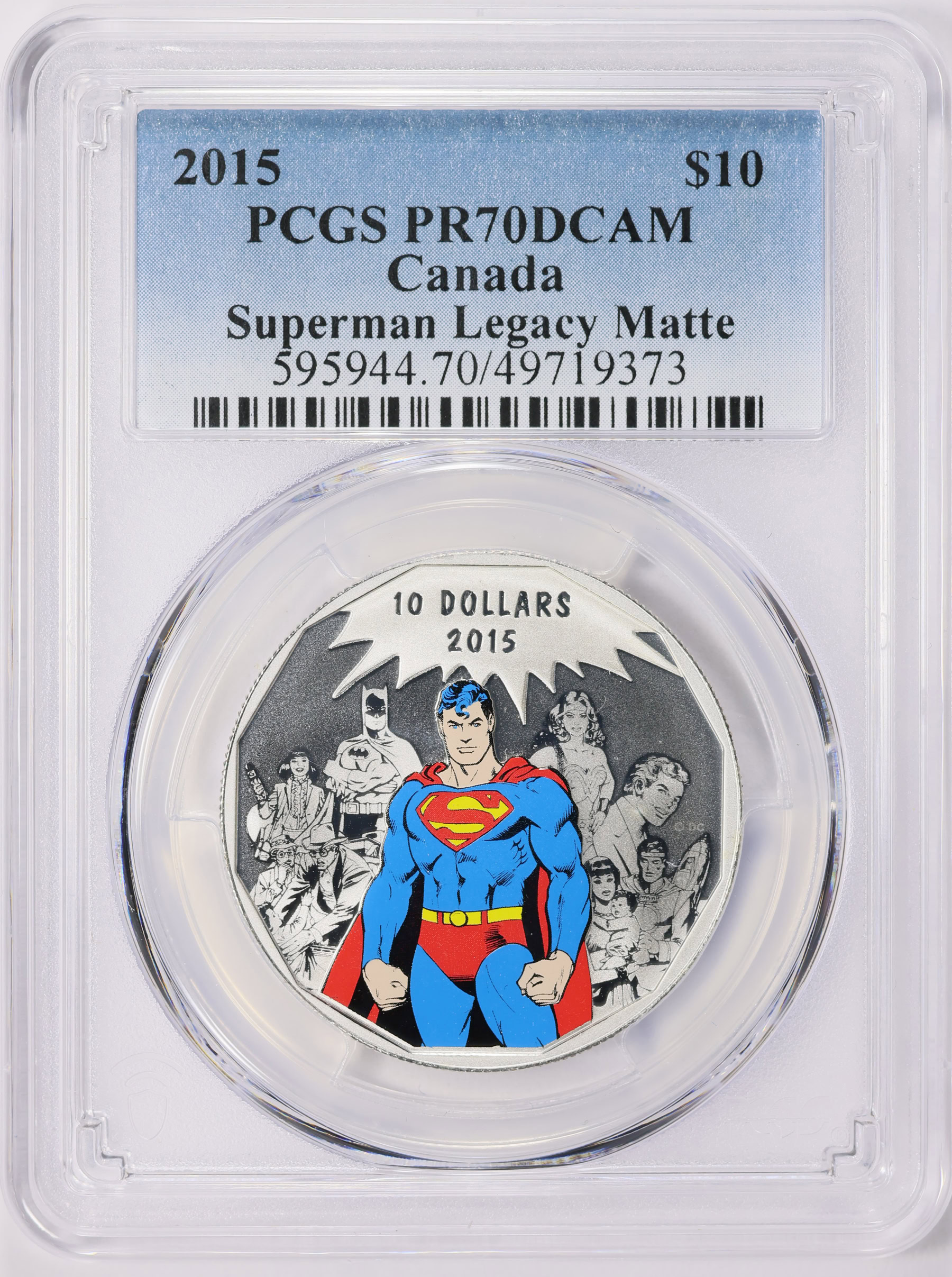Canada 2015 Silver $10 Superman Legacy Matte KM-B1890 PCGS Proof-70 ...