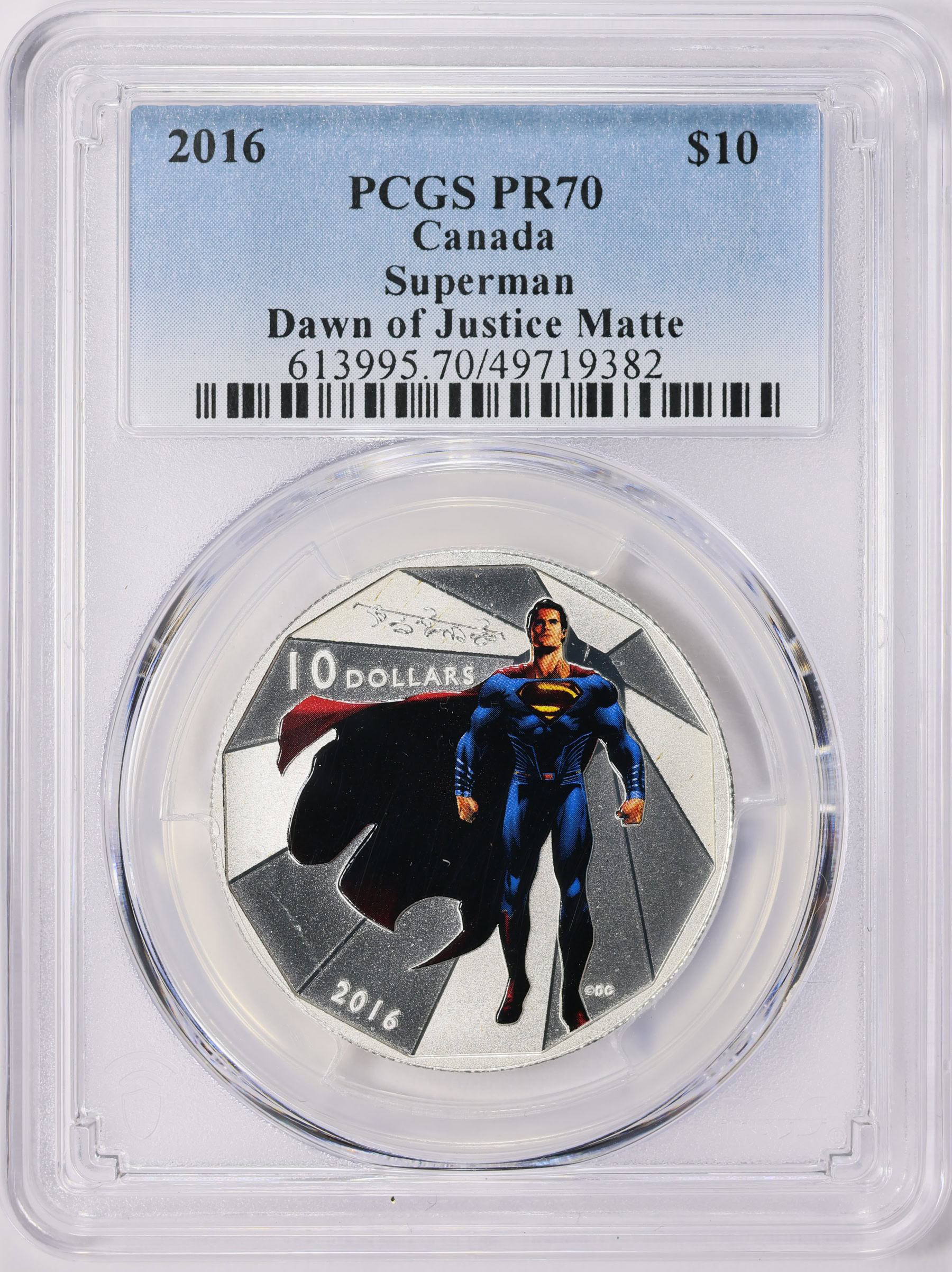 Canada 2016 Silver $10 Superman Dawn of Justice Matte KM-2130 PCGS ...