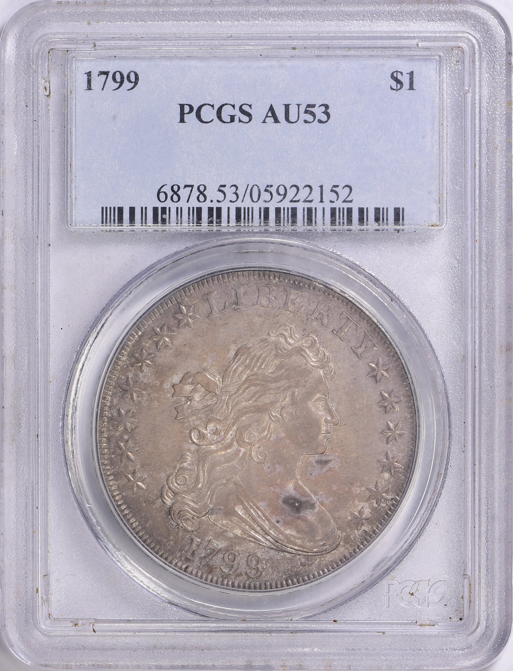 1799 Draped Bust Silver Dollar PCGS AU-53 (Toned) (Item 1707854) | GreatCollections Coin Auctions