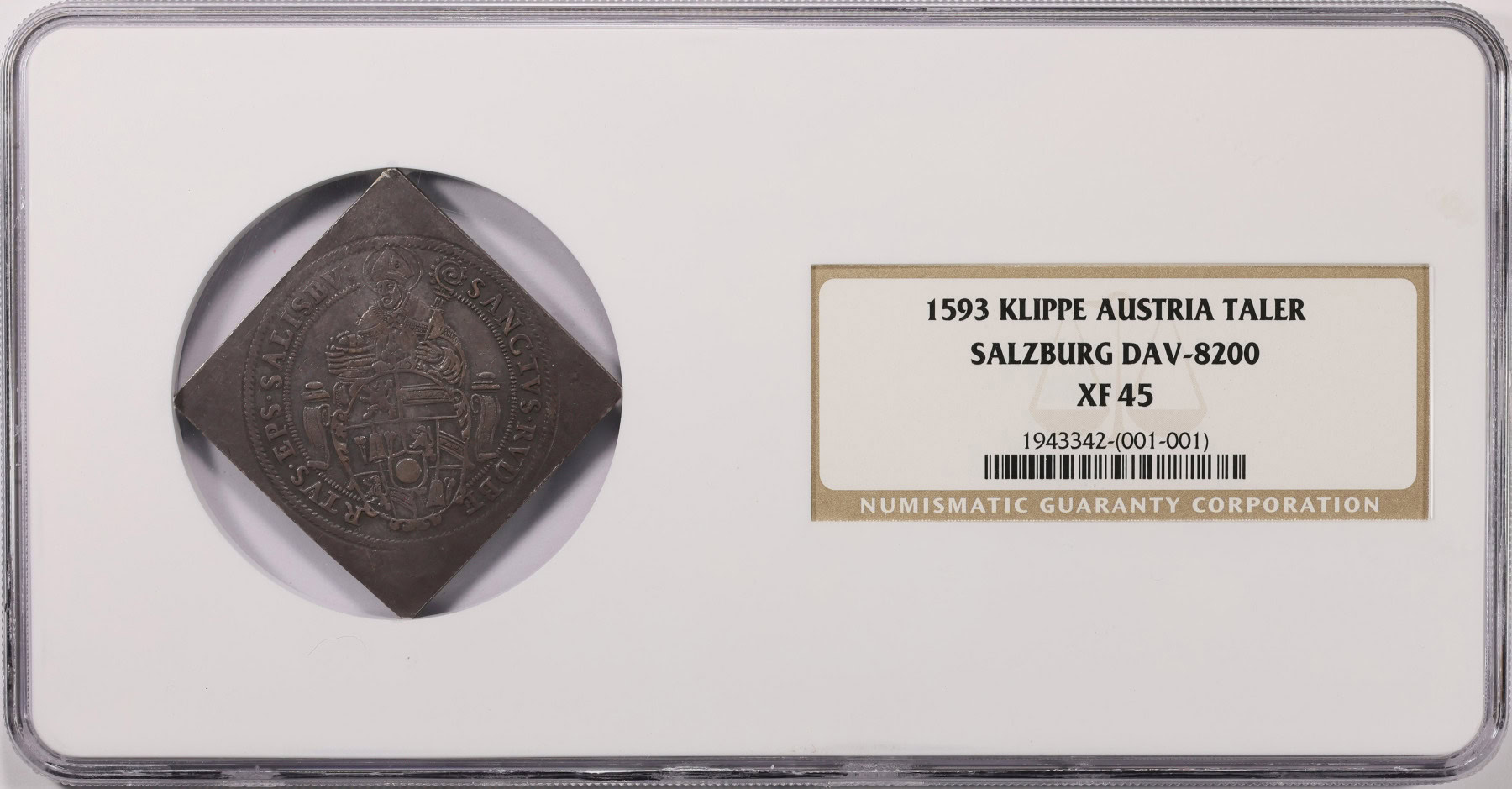 Austria - Salzburg 1593 Silver Thaler Klippe NGC XF-45 (Item 1707888 ...
