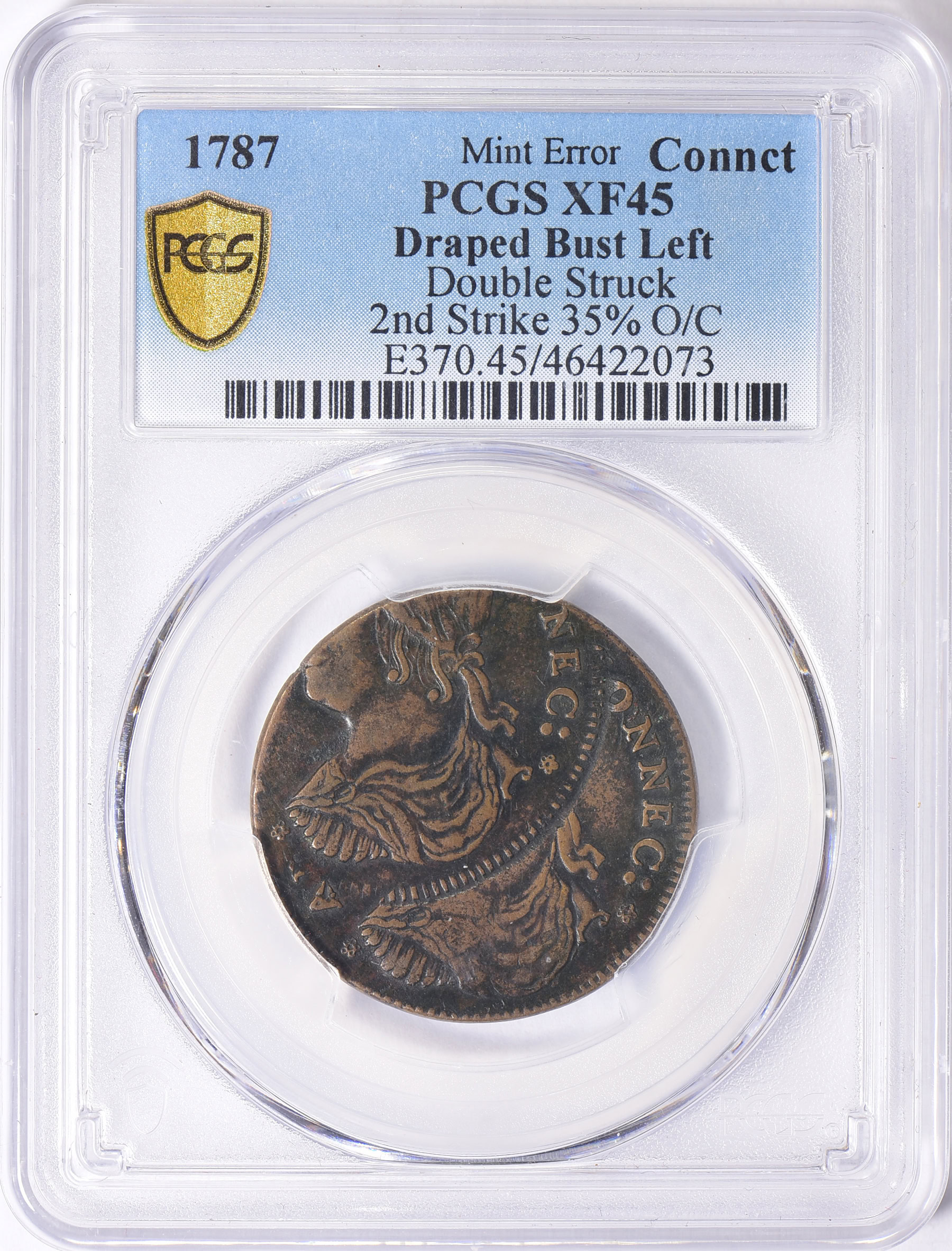 Mint Error 1787 Connecticut Copper Draped Bust Left Double Struck Error ...