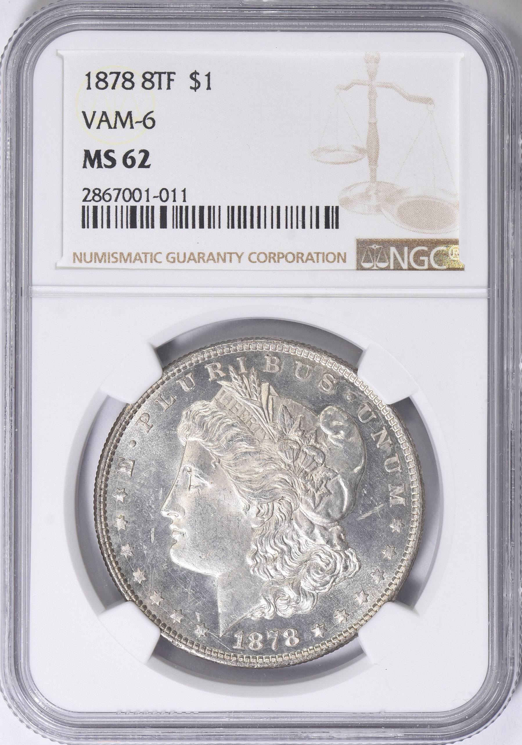 1878 8TF Morgan Silver Dollar VAM-6 NGC MS-62 (Item 1707935) | GreatCollections Coin Auctions