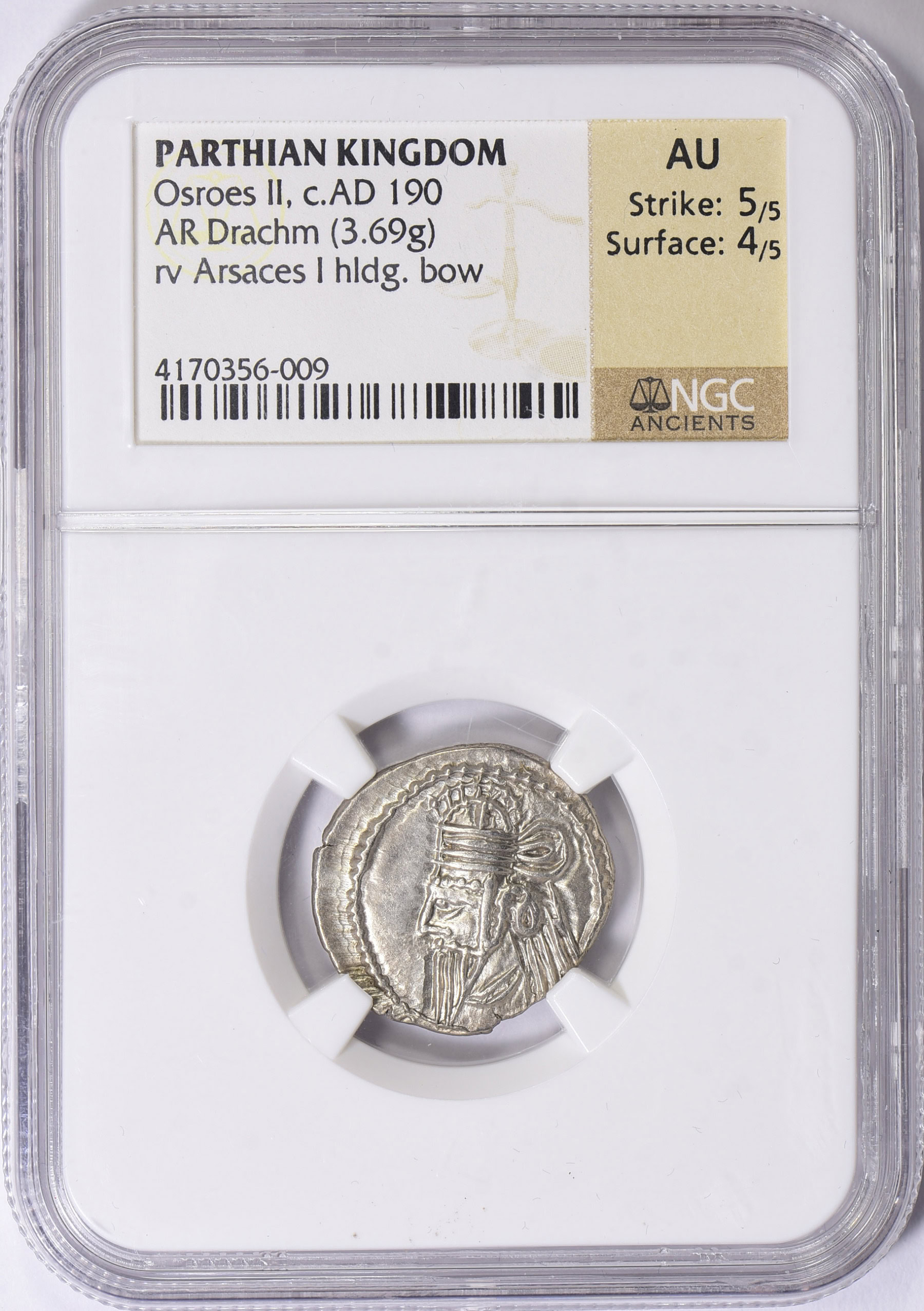 Ancient Parthian Kingdom, Osroes II (c.A.D. 190-208) AR Drachm (3.69gms ...