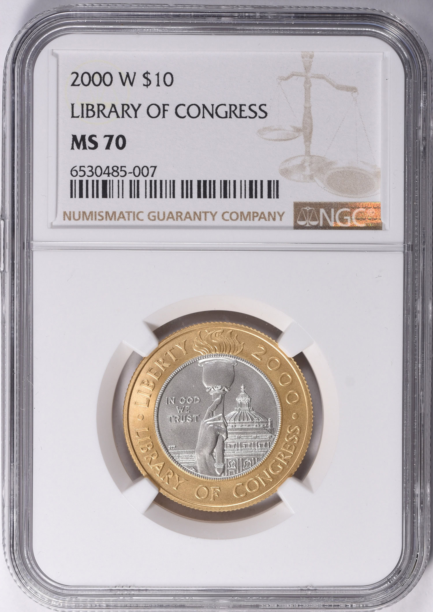 2000-W Library of Congress Bicentennial Bi-Metallic $10 NGC MS-70 (Item ...