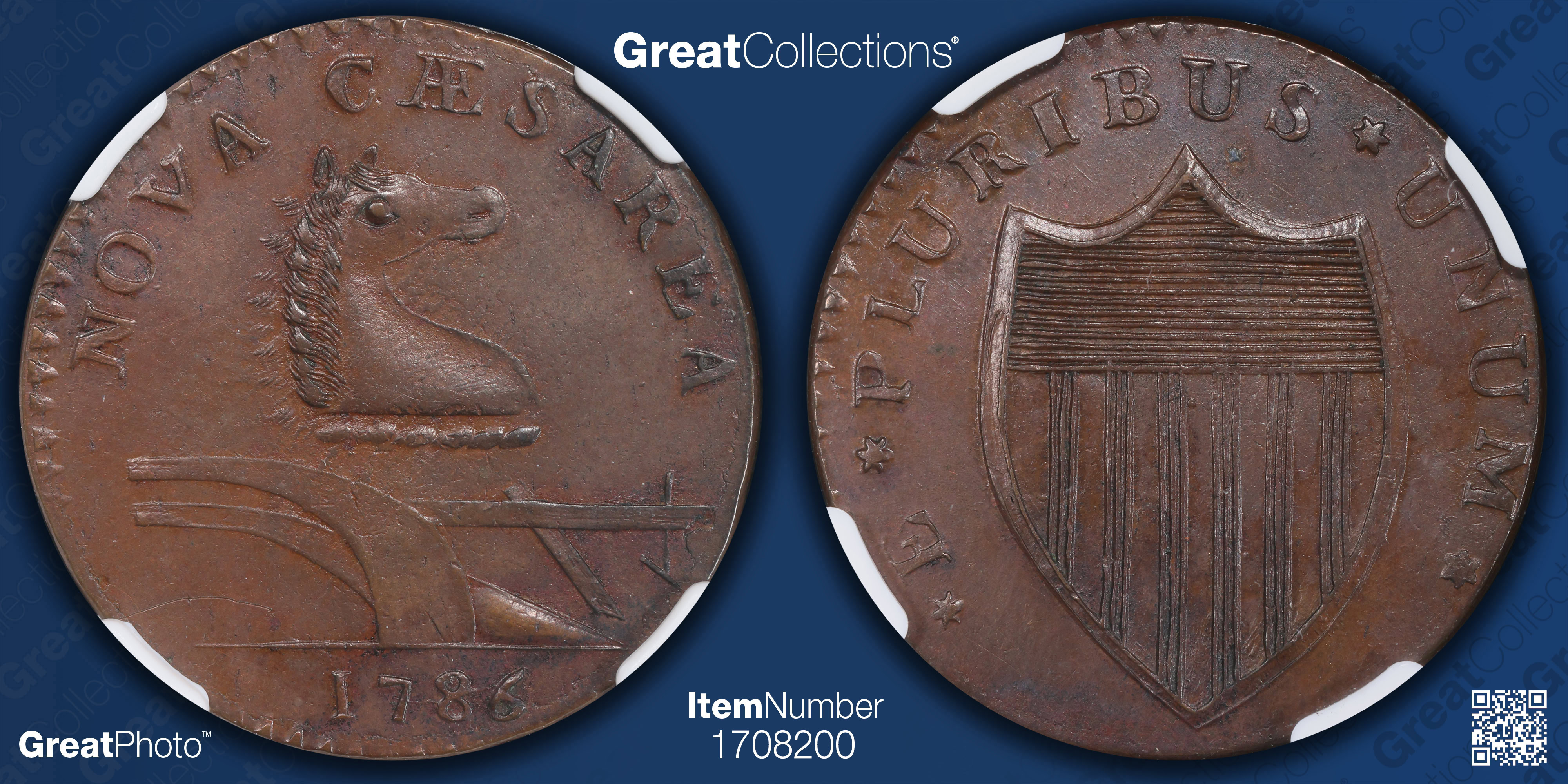 1786 New Jersey Copper Beam Straight Maris 14-J NGC MS-65 BN (Eric P ...