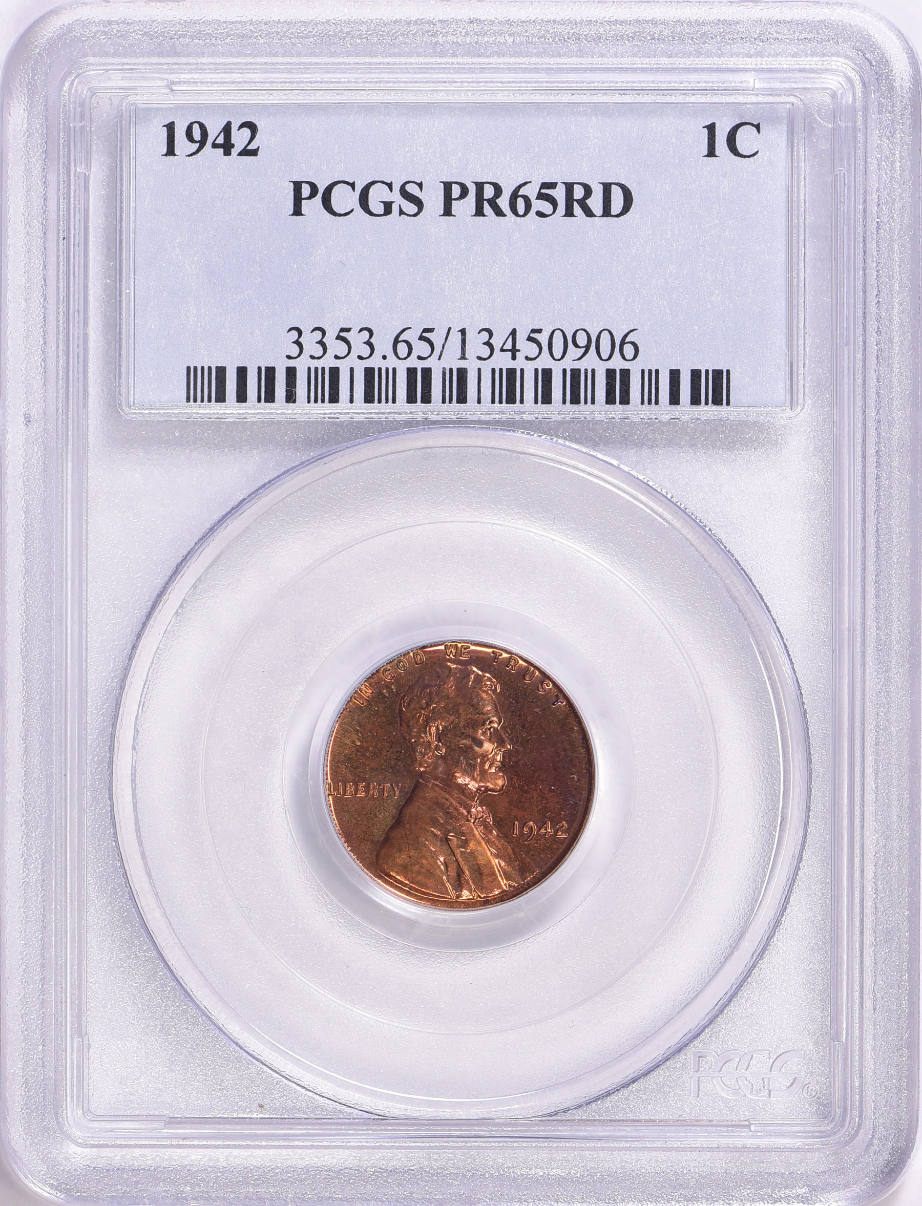1942 Lincoln Cent PCGS Proof-65 RD (Item 1708227) | GreatCollections Coin Auctions