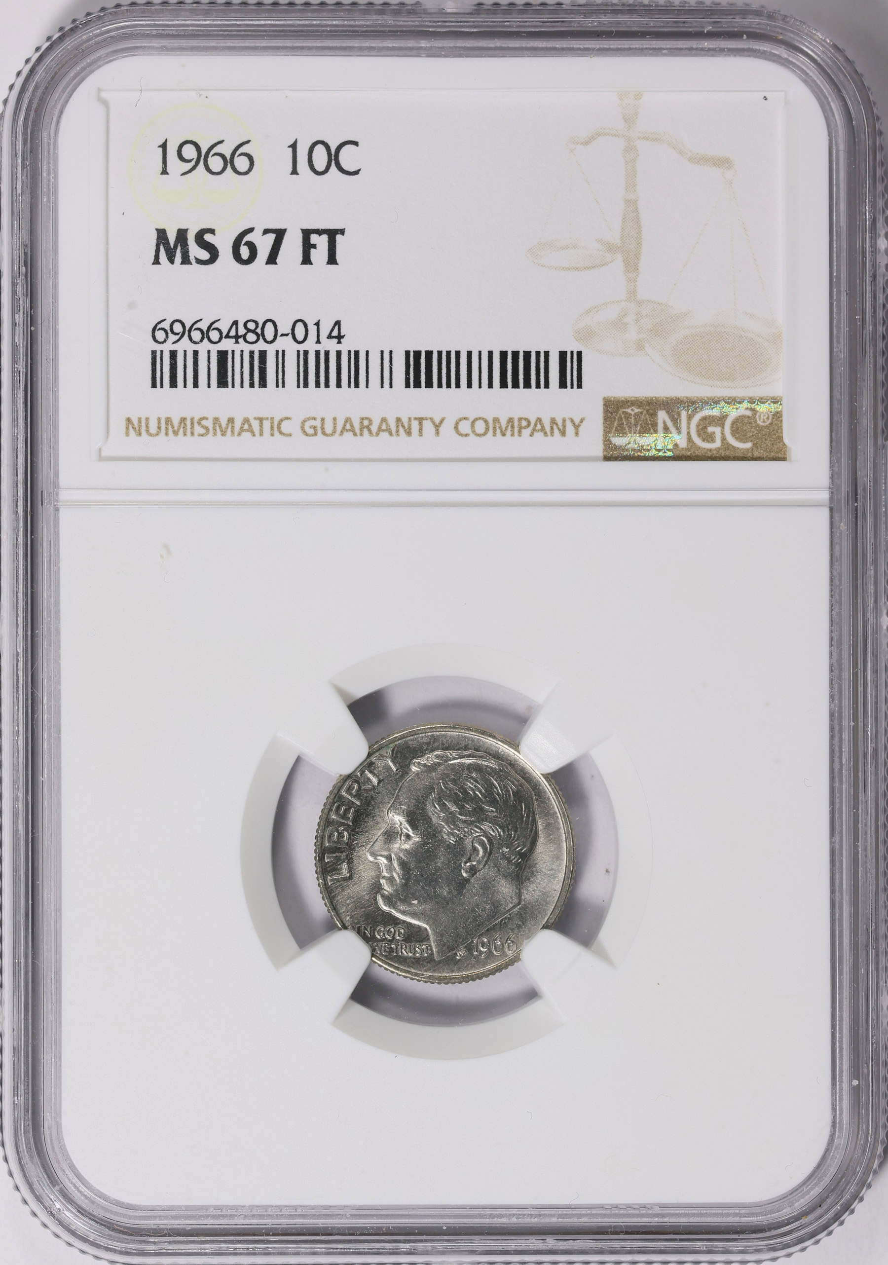 1966 Roosevelt Dime NGC MS-67 FT (Item 1708253) | GreatCollections Coin ...