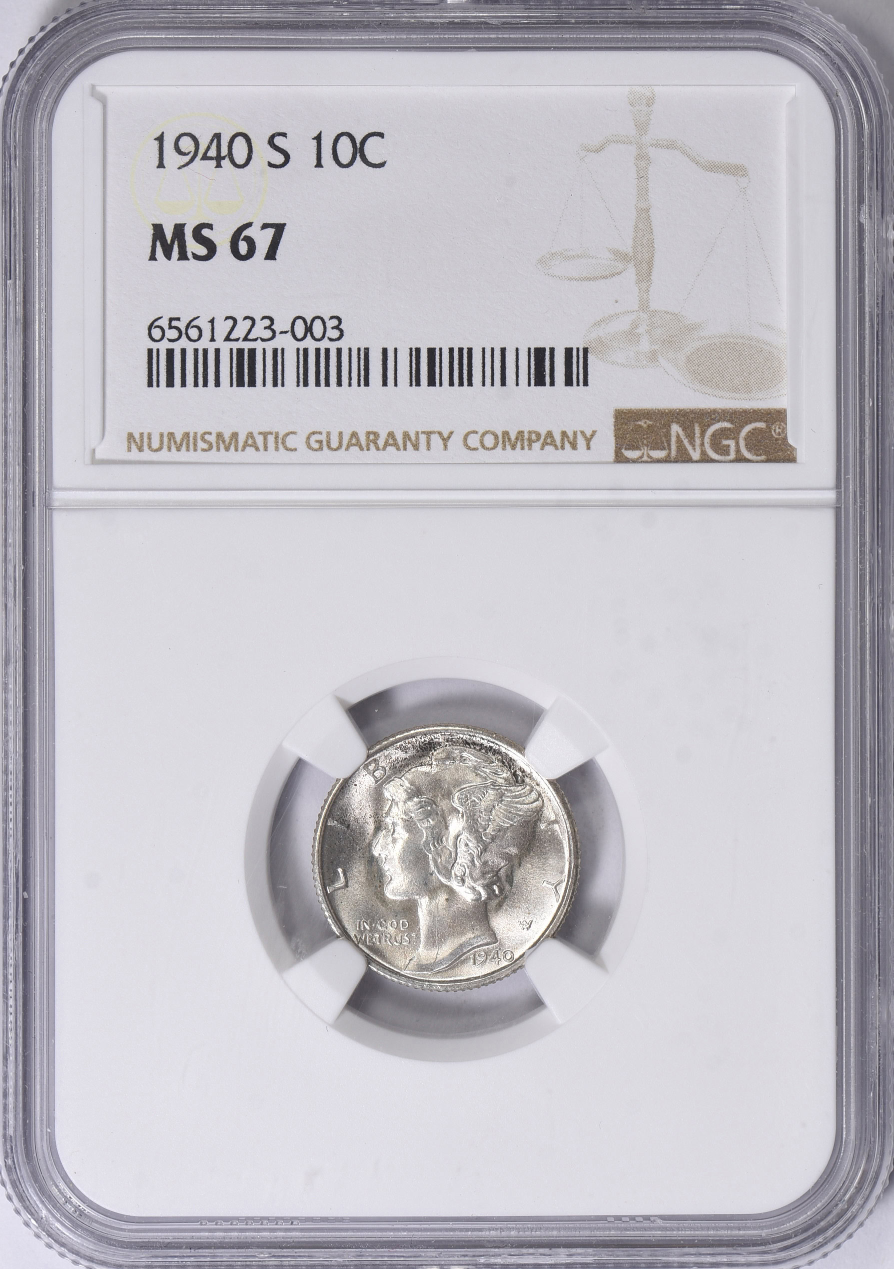 1940-S Mercury Dime NGC MS-67 (Item 1708276) | GreatCollections Coin Auctions