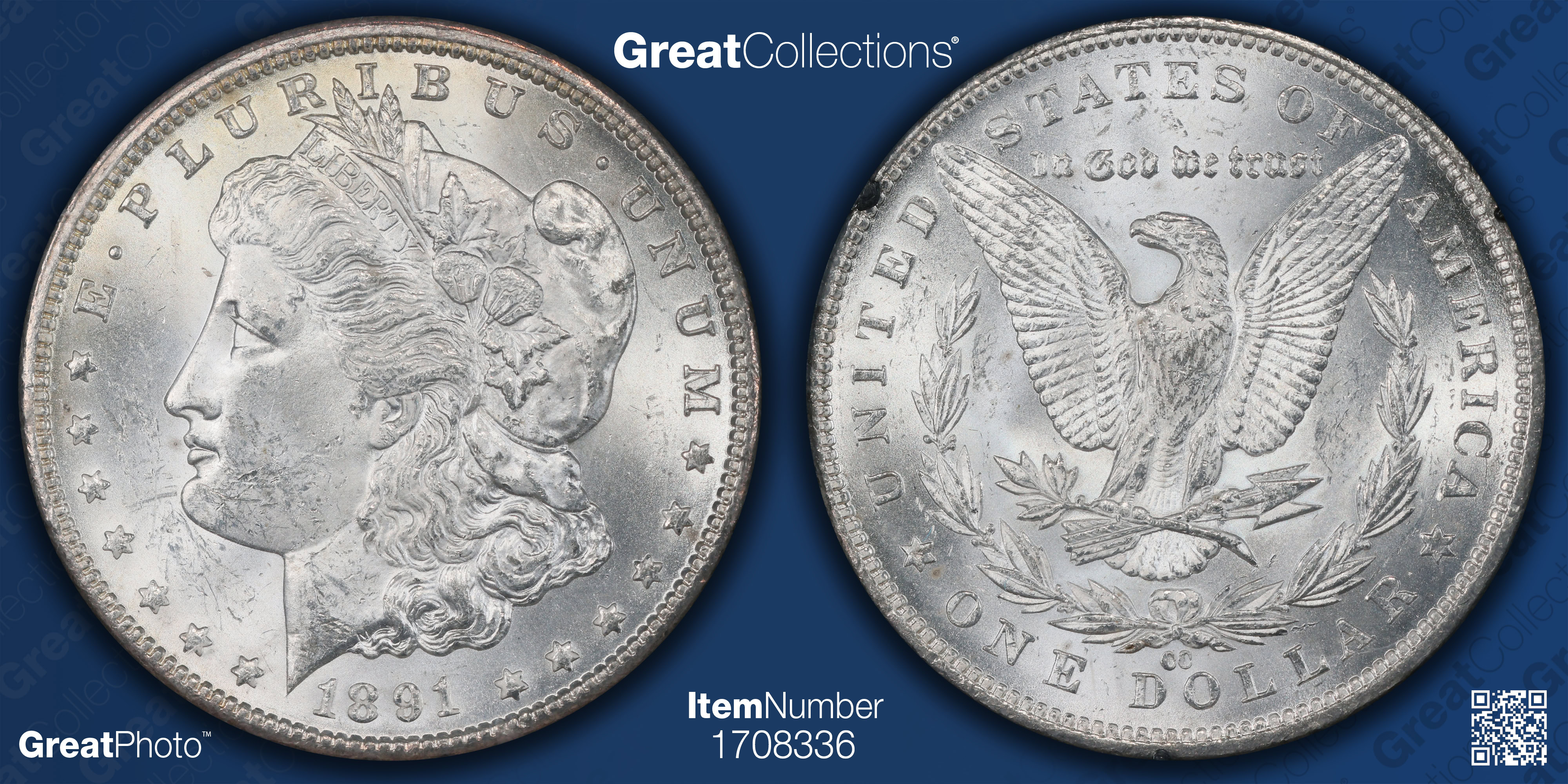 1891-CC Morgan Silver Dollar GSA Hoard NGC MS-62 (GSA Holder) (With GSA ...