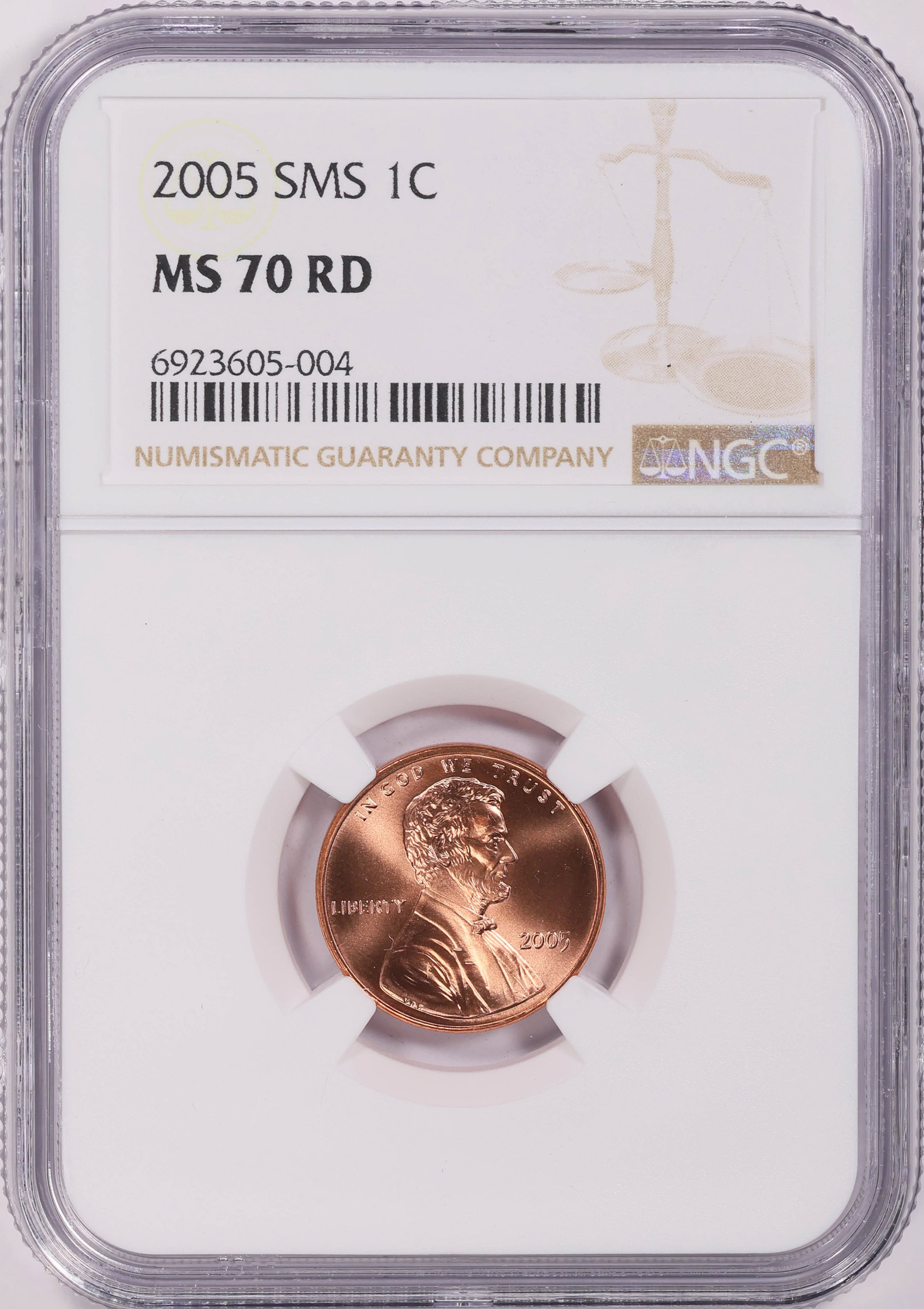 2005 Lincoln Cent SMS NGC MS-70 RD (Item 1708432) | GreatCollections ...