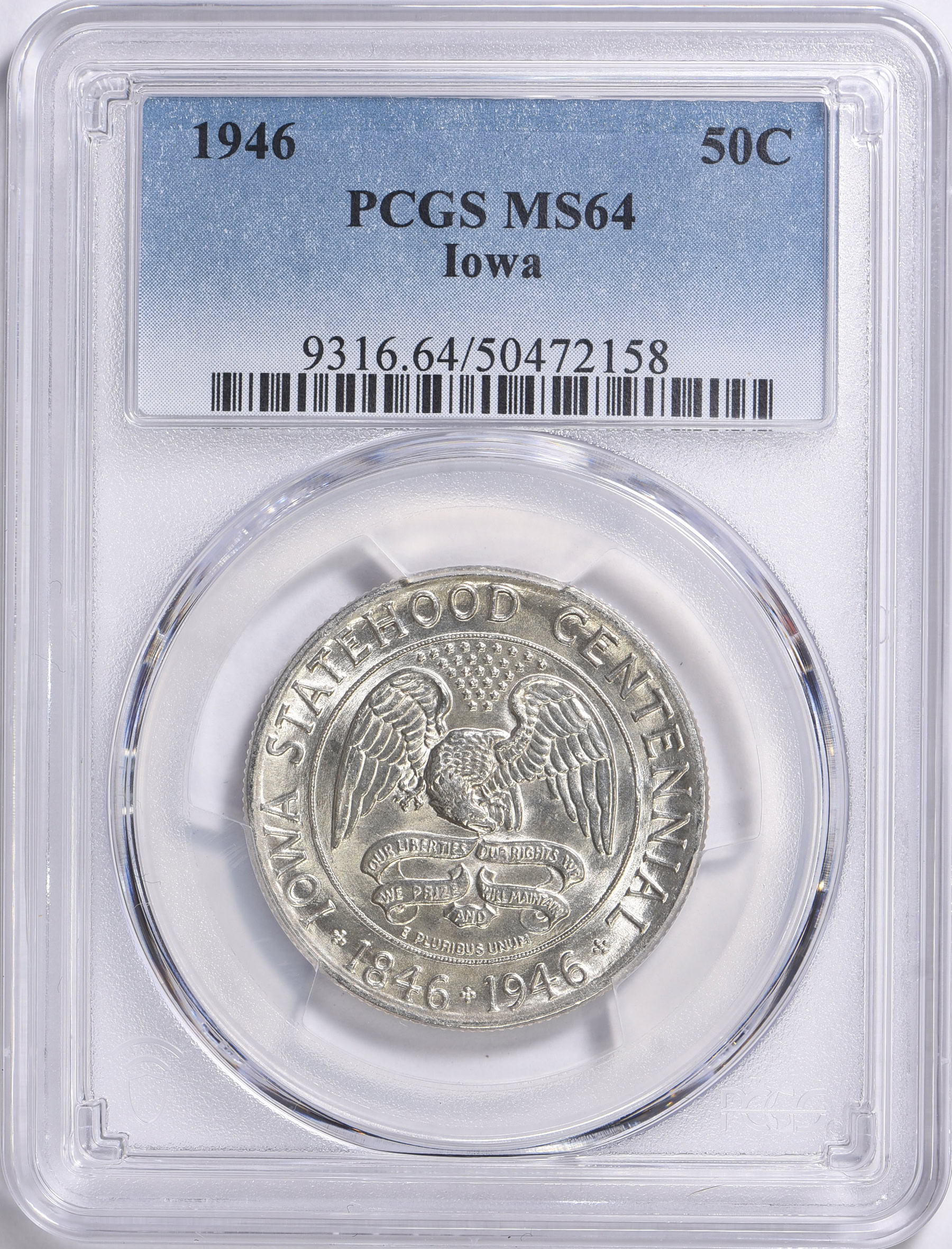 1946 Iowa Centennial Half Dollar PCGS MS-64 (Item 1708441 ...