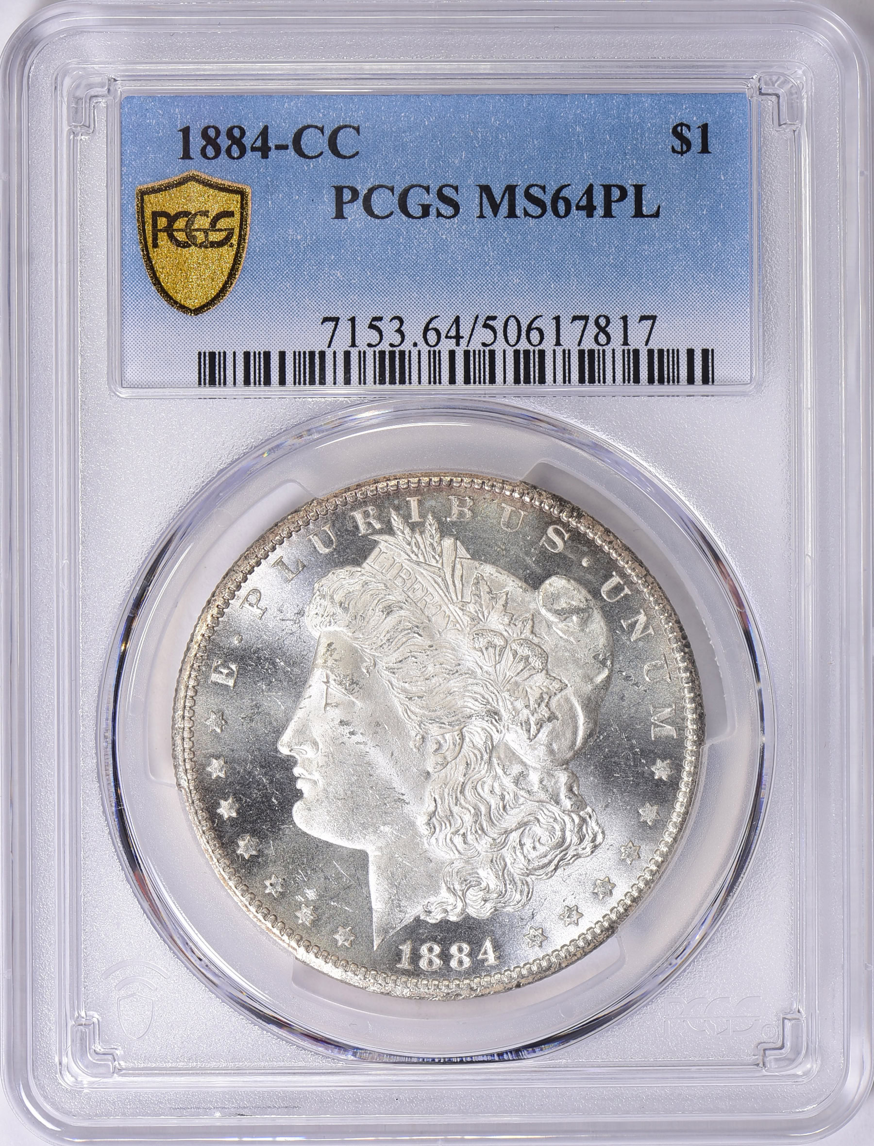 1884-CC Morgan Silver Dollar PCGS MS-64 PL (Item 1708582) | GreatCollections Coin Auctions