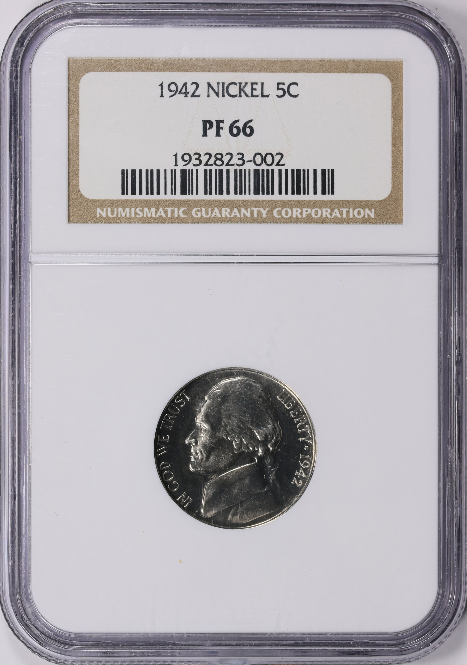 1942 Jefferson Nickel NGC Proof-66 (Item 1708704) | GreatCollections Coin Auctions