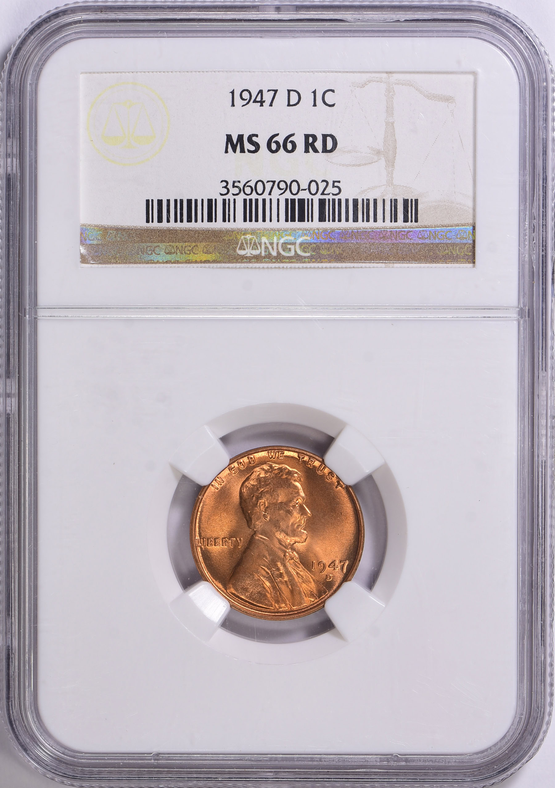 1947-D Lincoln Cent NGC MS-66 RD (Item 1708792) | GreatCollections Coin Auctions