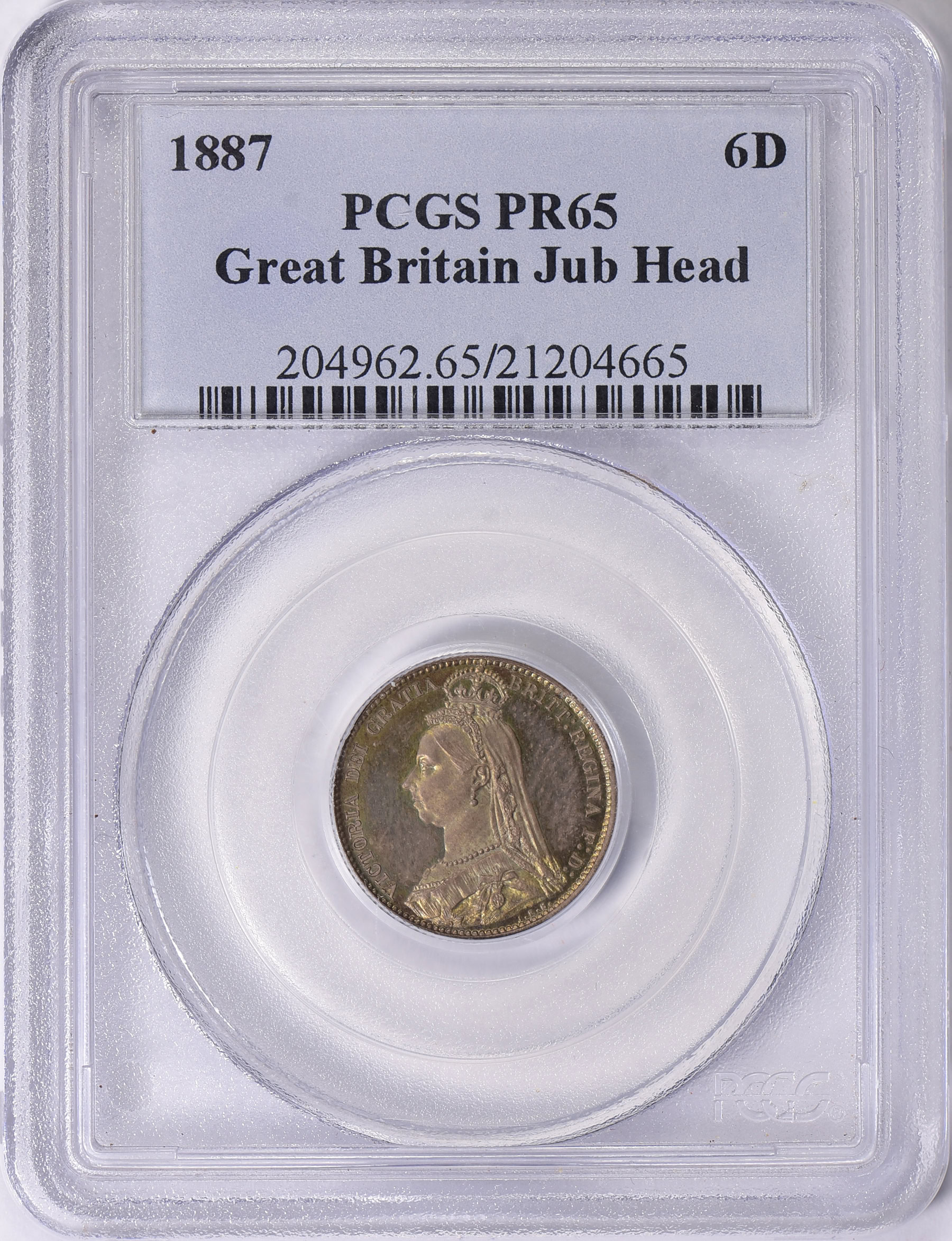 Great Britain 1887 Silver 6 Pence Shield Reverse KM-759 PCGS Proof-65 ...