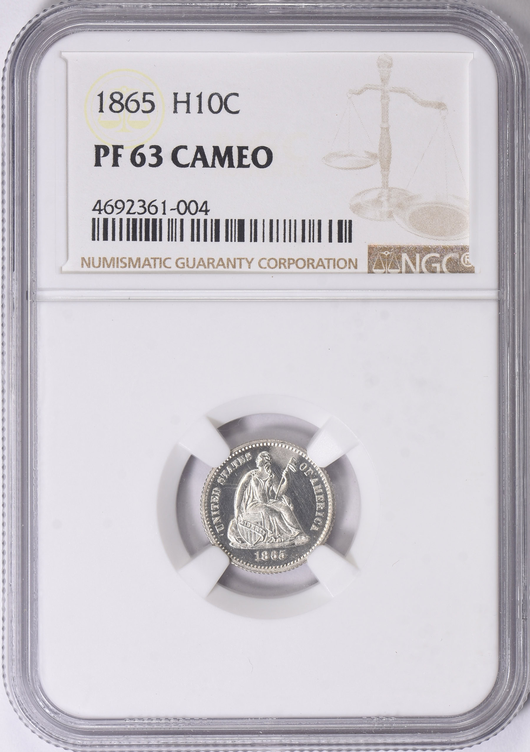 1865 Seated Liberty Half Dime NGC Proof-63 CAMEO (Item 1709056) | GreatCollections Coin Auctions