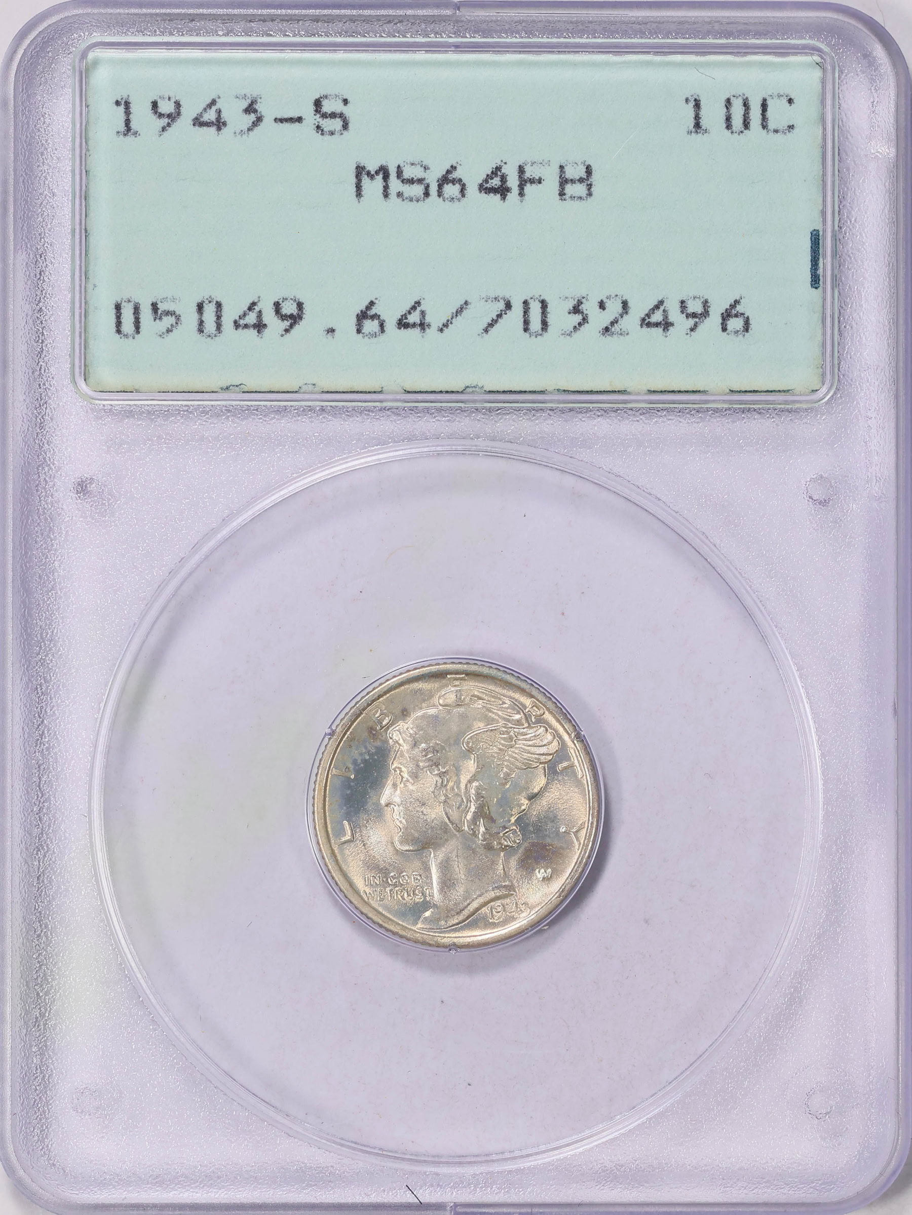 1943-S Mercury Dime PCGS MS-64 FB OGH (1st Gen) (Item 1709074) | GreatCollections Coin Auctions