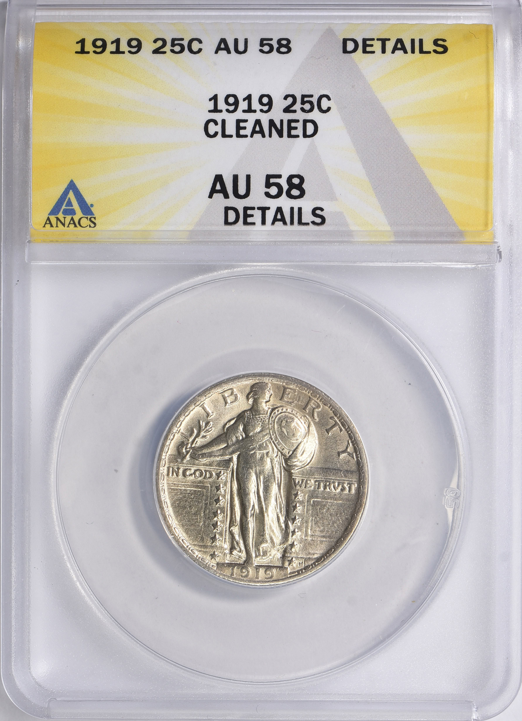 1919 Standing Liberty Quarter AU-58 Details (Item 1709176) | GreatCollections Coin Auctions