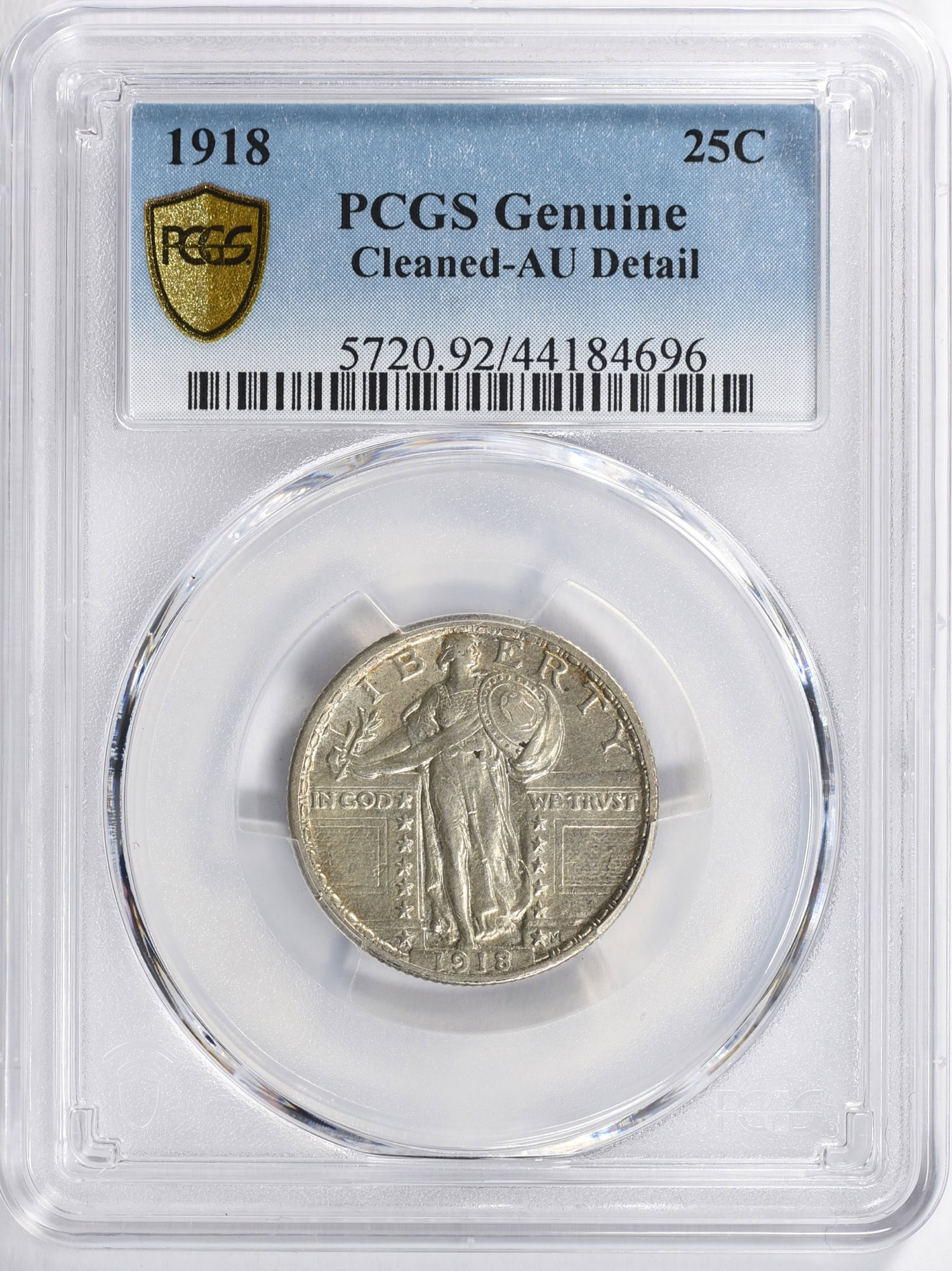 1918 Standing Liberty Quarter PCGS Genuine AU Details (Item 1709177) | GreatCollections Coin ...