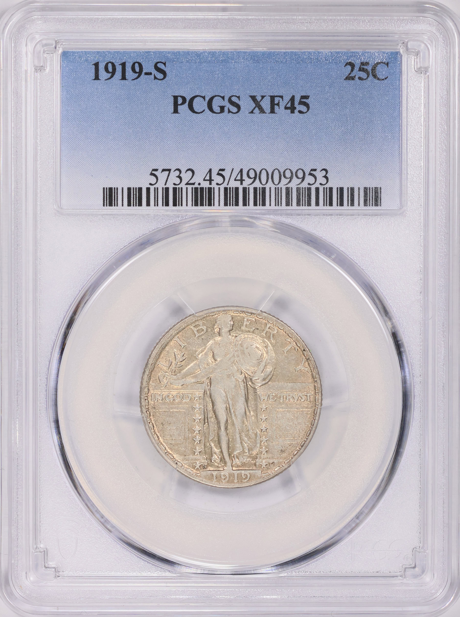 1919-S Standing Liberty Quarter PCGS XF-45 (Item 1709179) | GreatCollections Coin Auctions