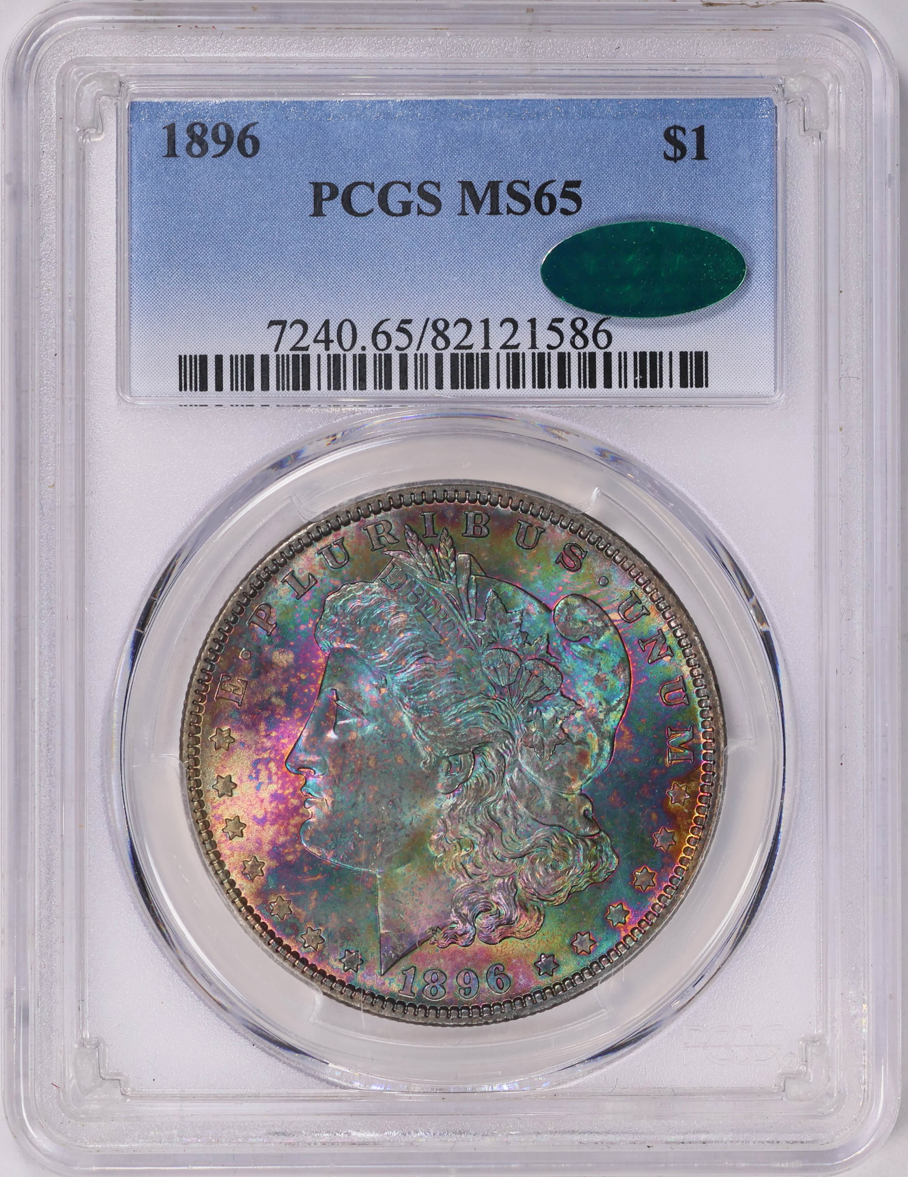 1896 Morgan Silver Dollar PCGS MS-65 (CAC Green) (Toned) (Item 1709244 ...