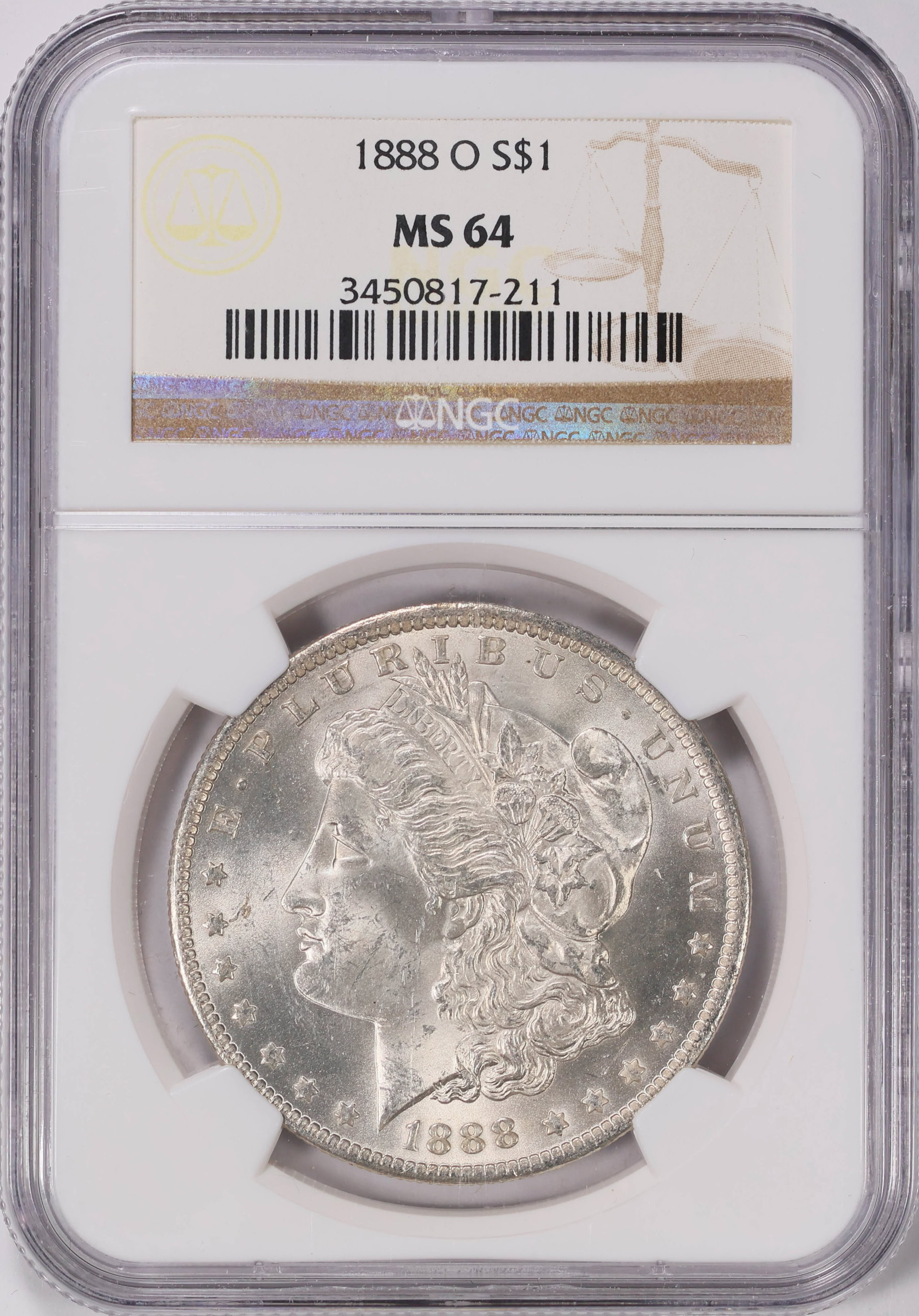 1888-O Morgan Silver Dollar NGC MS-64 (Item 1709266) | GreatCollections Coin Auctions