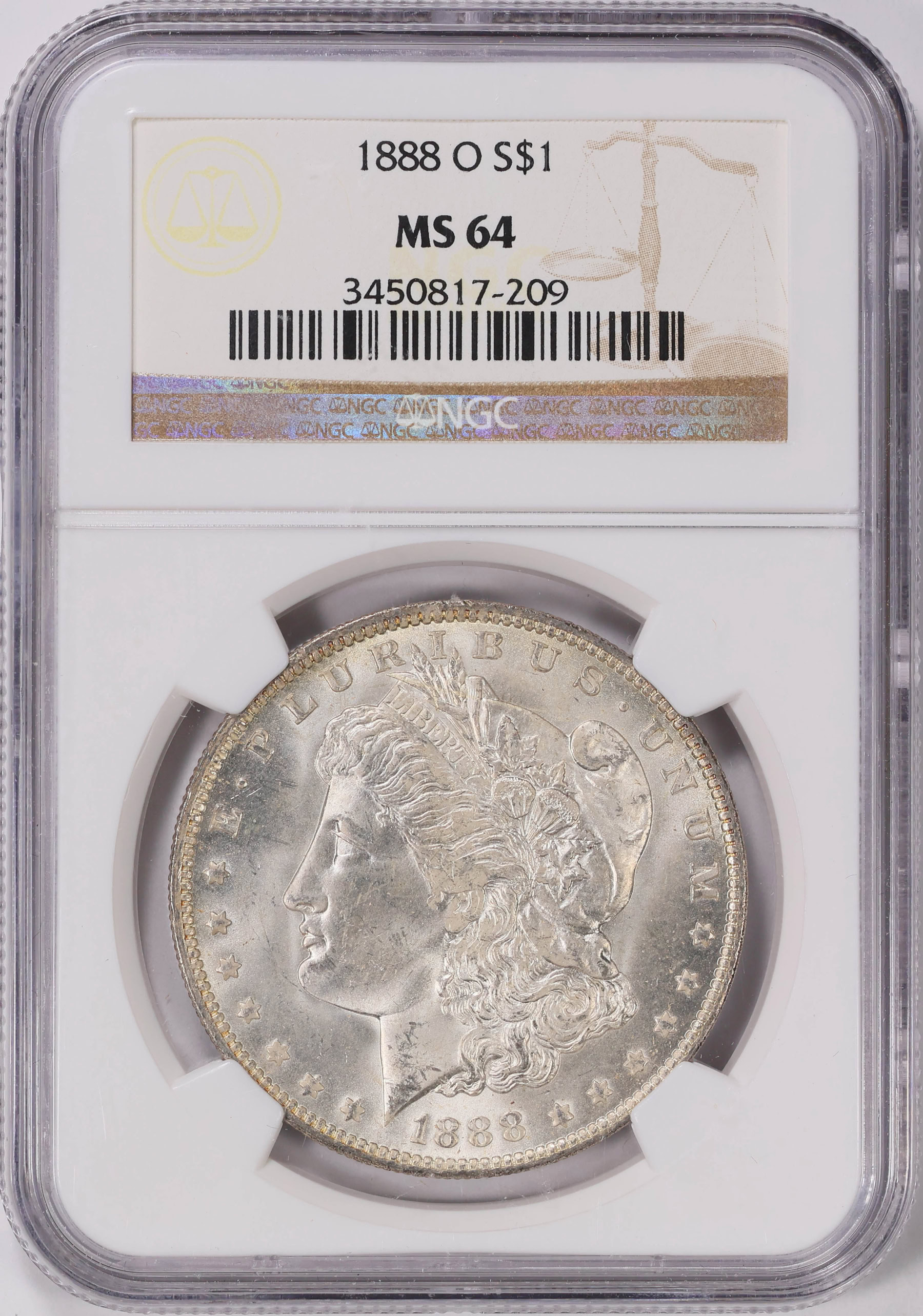1888-O Morgan Silver Dollar NGC MS-64 (Item 1709277) | GreatCollections Coin Auctions