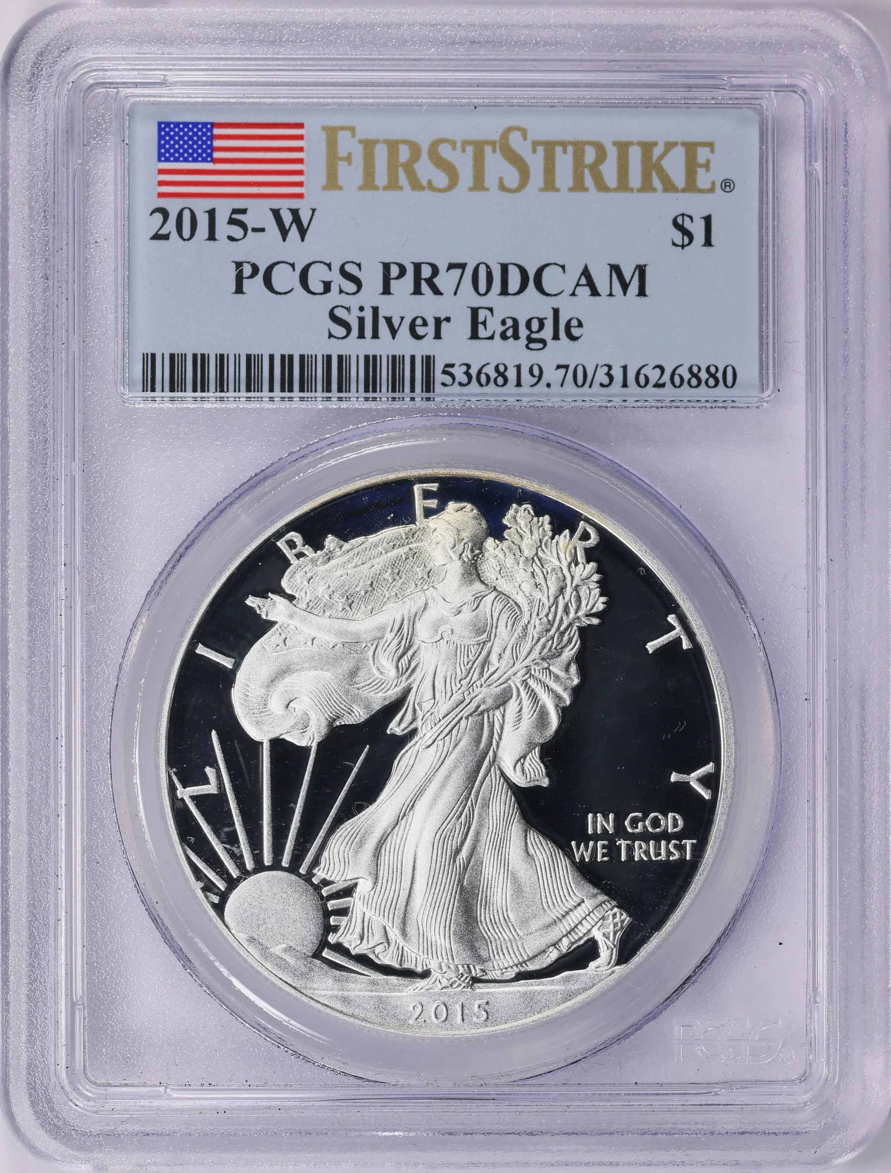 2015-W $1 Silver Eagle First Strike PCGS Proof-70 DCAM (Item 1709326) | GreatCollections Coin ...