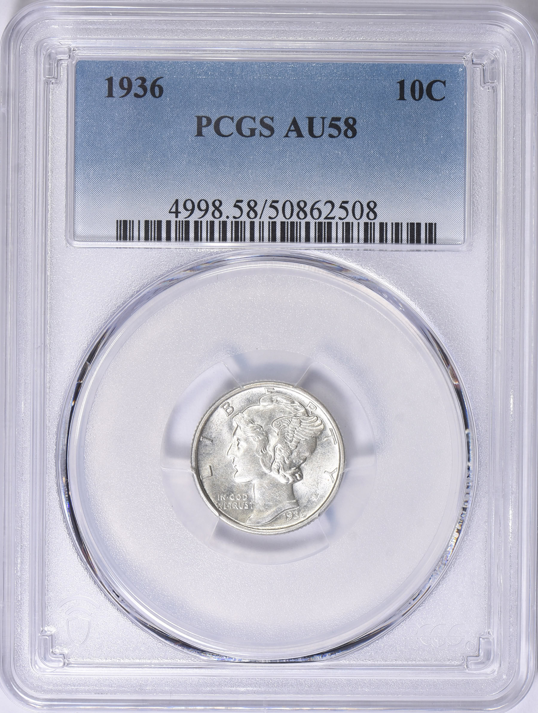 1936 Mercury Dime PCGS AU-58 (Item 1709509) | GreatCollections Coin Auctions